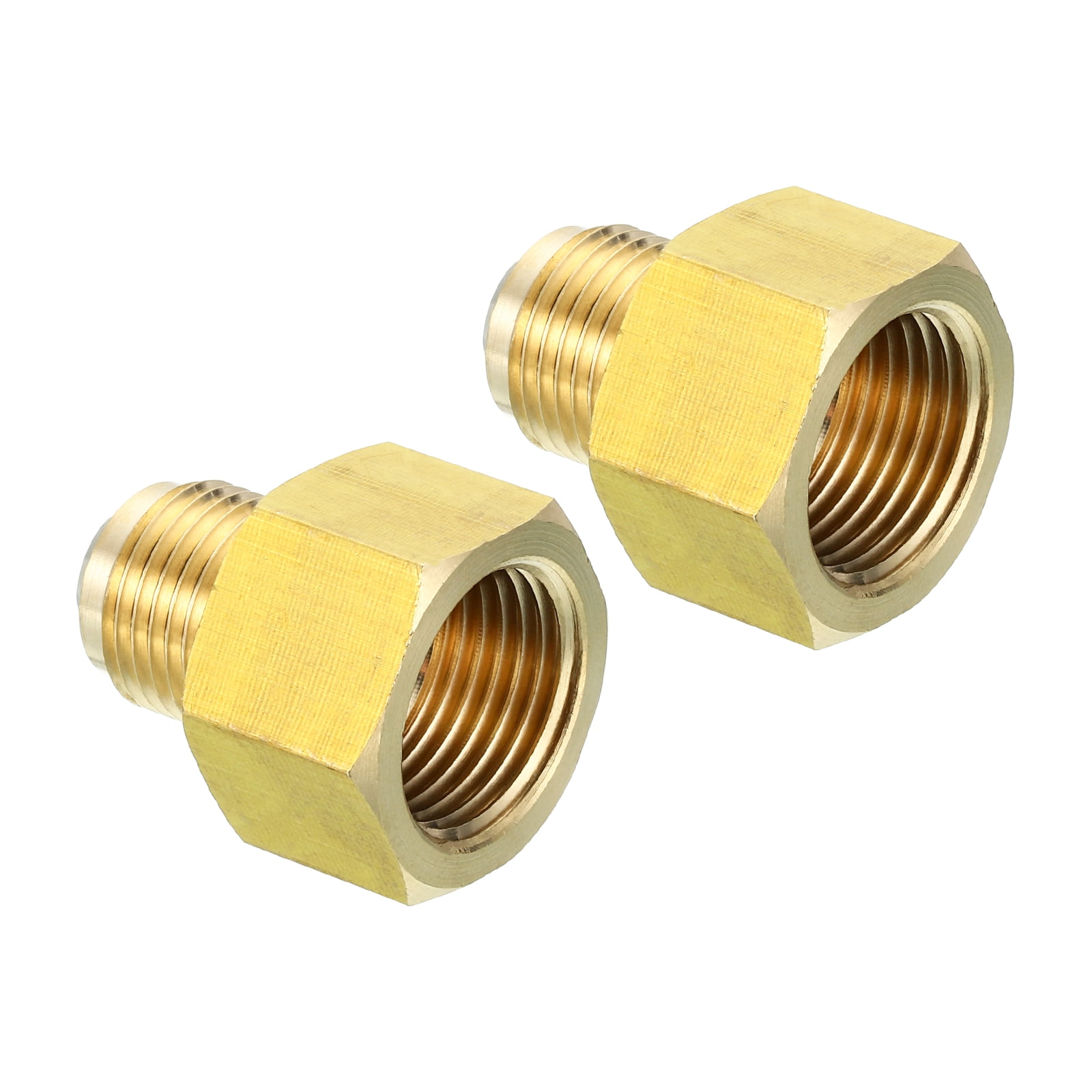Uxcell 1/2 Inch Female Flare x 3/8 Inch Male Flare Connector, SAE 45 Degree Flare Brass Adapter ...