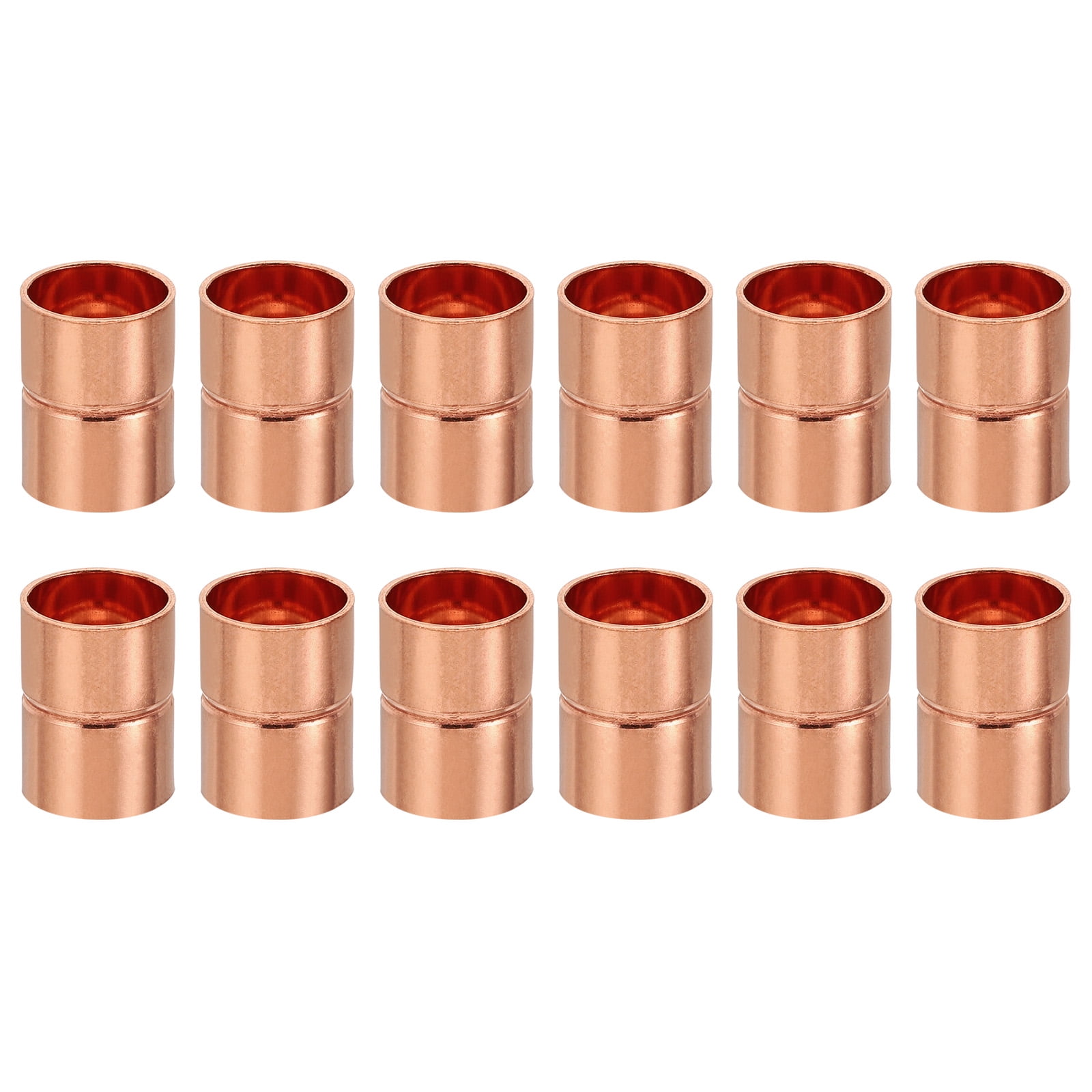 Uxcell 1/2 Inch ID Copper Coupling Fittings, 12 Pcs Rolled Tube Stop ...