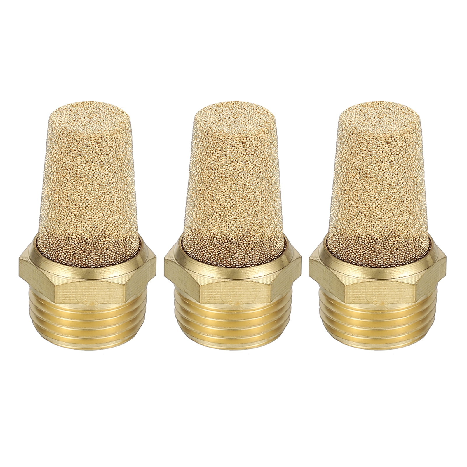 Uxcell 1/2 Inch NPT Sintered Bronze Exhaust Muffler, 3Pcs Brass ...