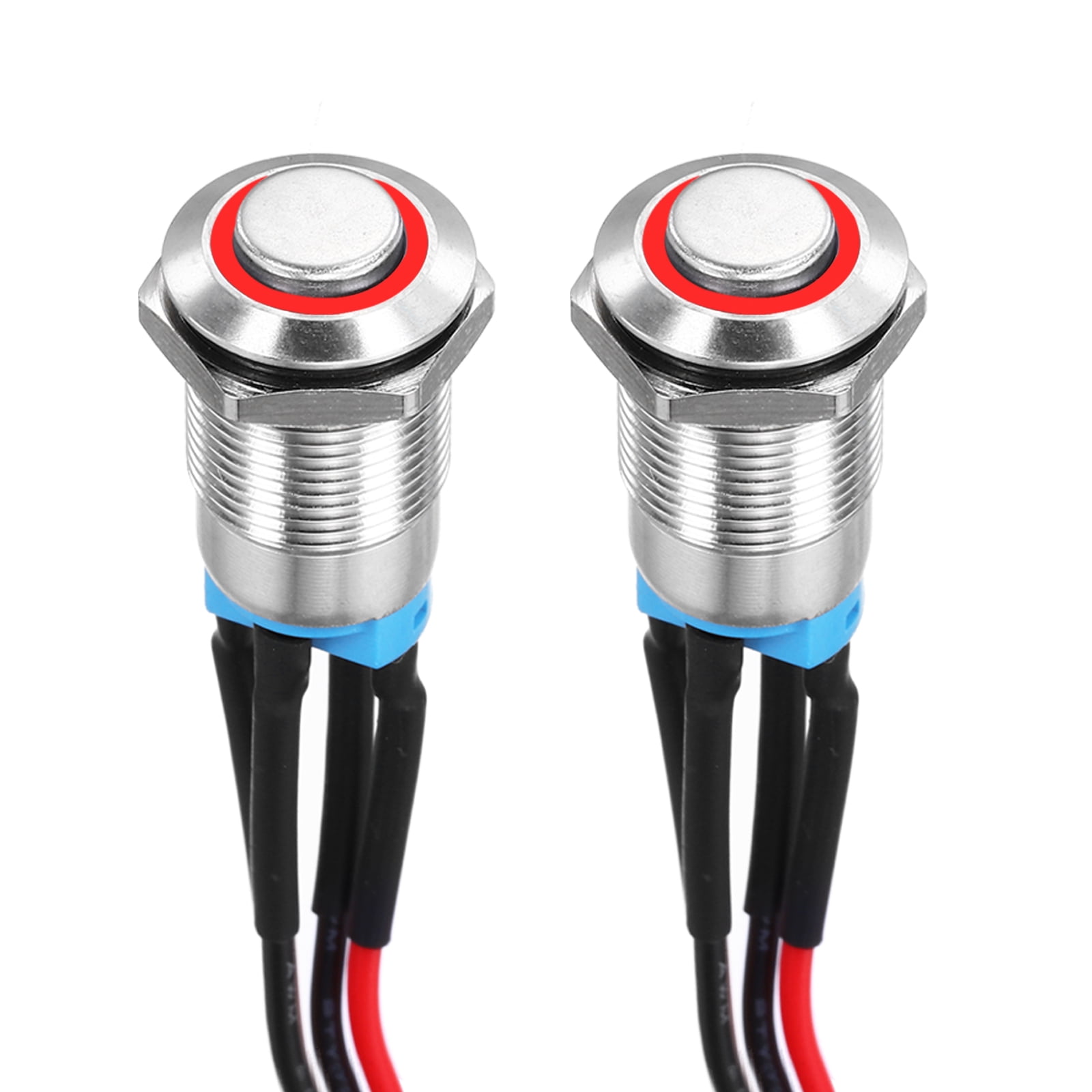 Uxcell 1/2 Inch Stainless Steel Latching Push Button Switch Domed Head ...