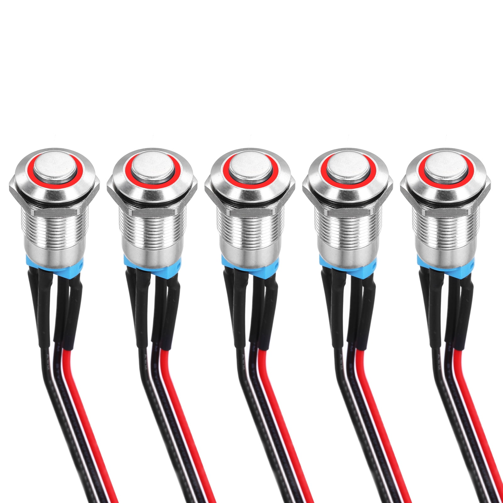 Uxcell 1/2 Inch Stainless Steel Latching Push Button Switch Domed Head ...