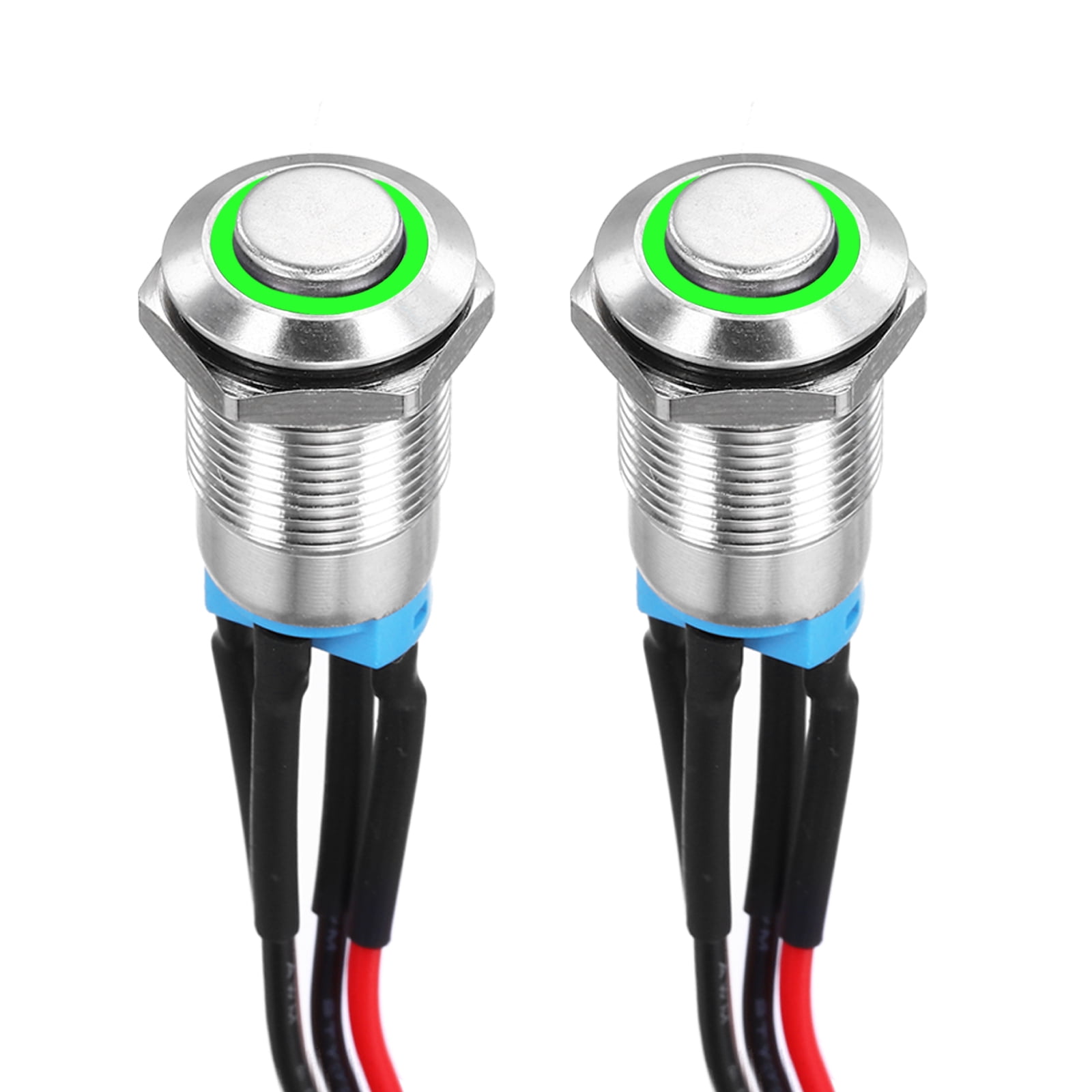 Uxcell 1/2 Inch Stainless Steel Latching Push Button Switch Domed Head ...