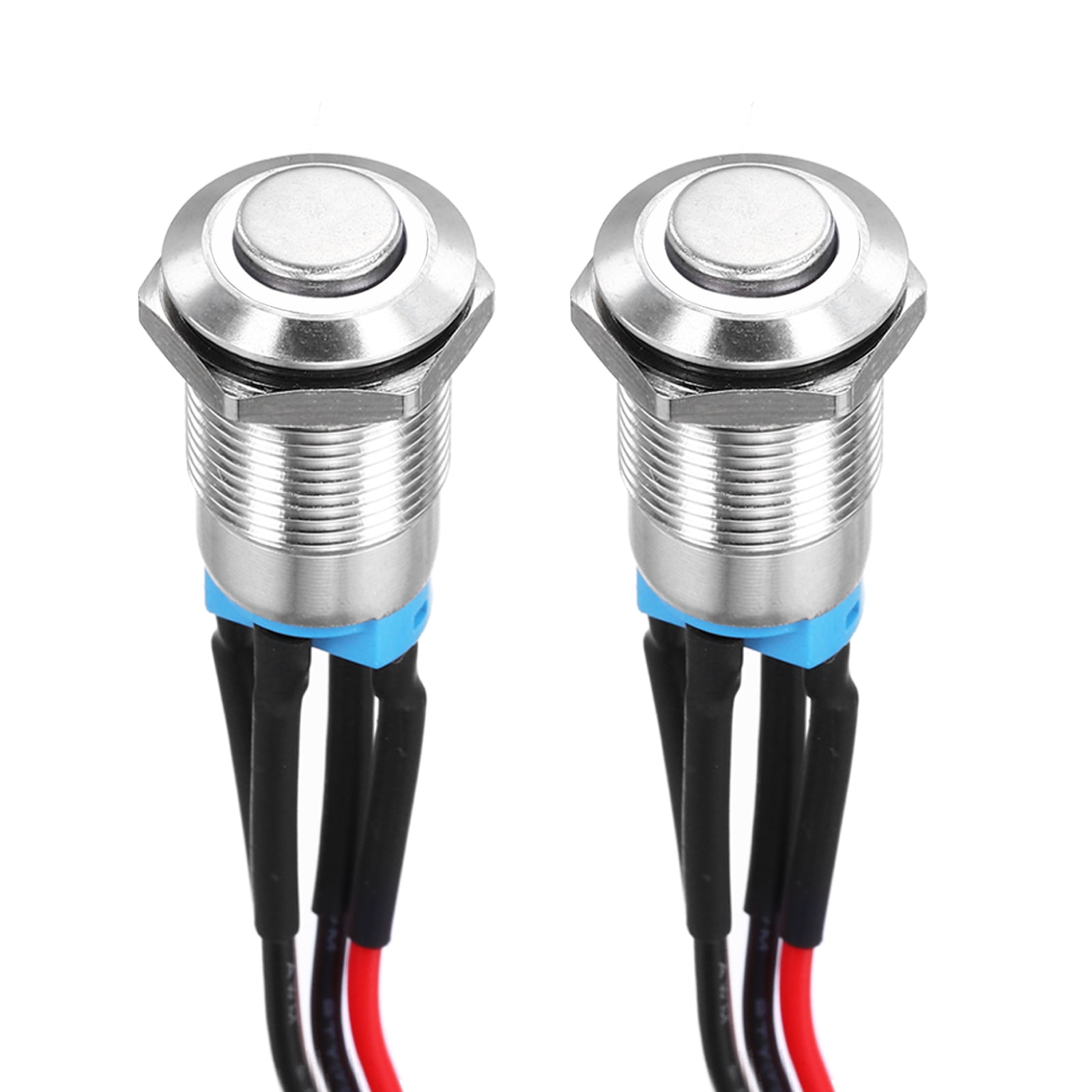 Uxcell 1/2 Inch Stainless Steel Latching Push Button Switch Domed Head ...