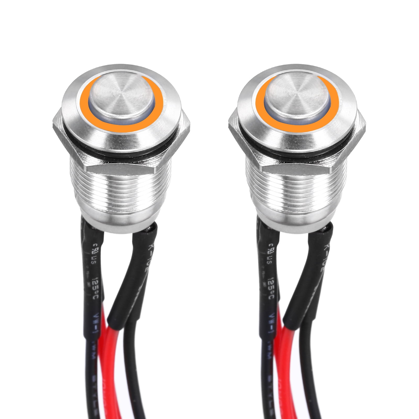 Uxcell 1/2 Inch Stainless Steel Momentary Push Button Switch Domed Head ...