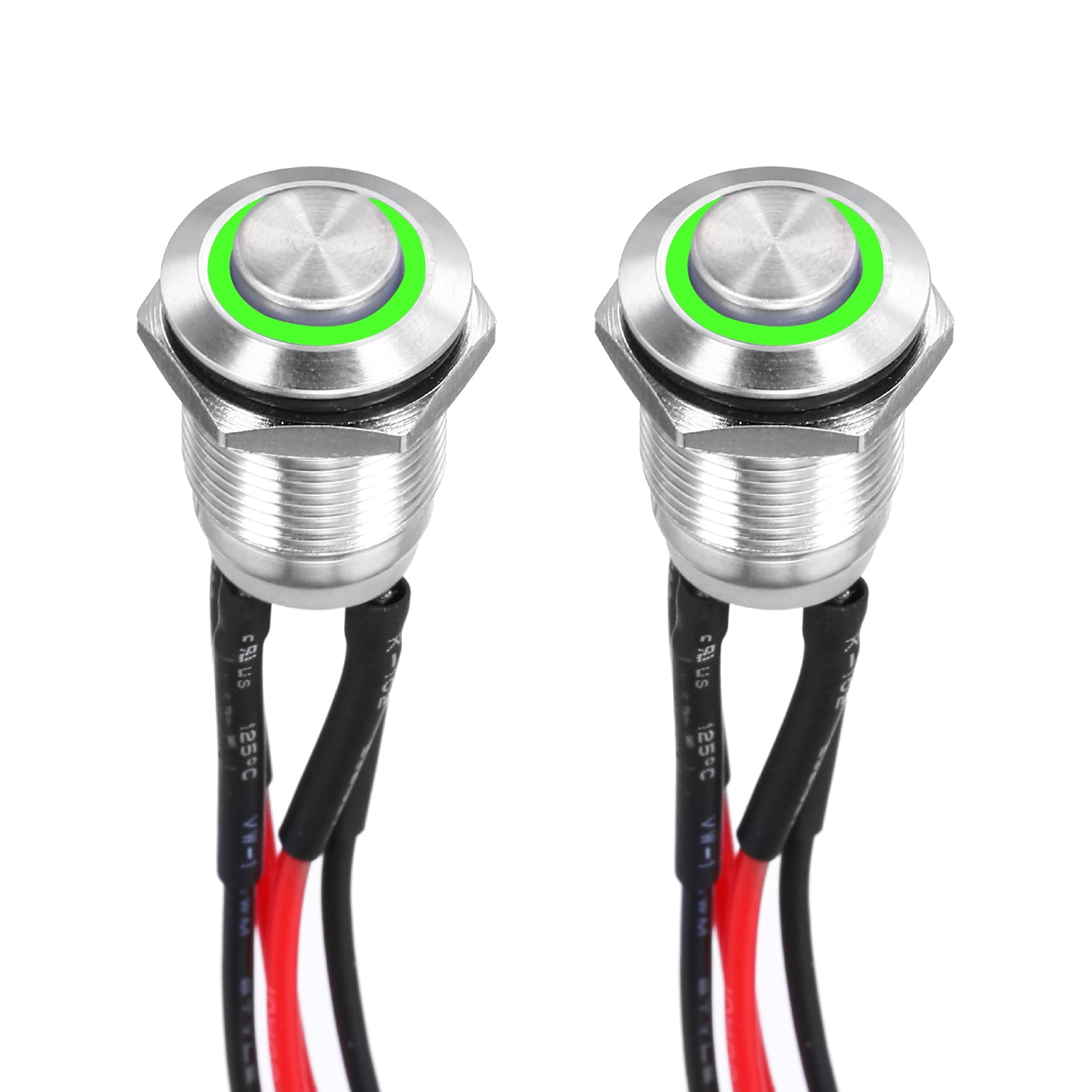 Uxcell 1/2 Inch Stainless Steel Momentary Push Button Switch Domed Head ...