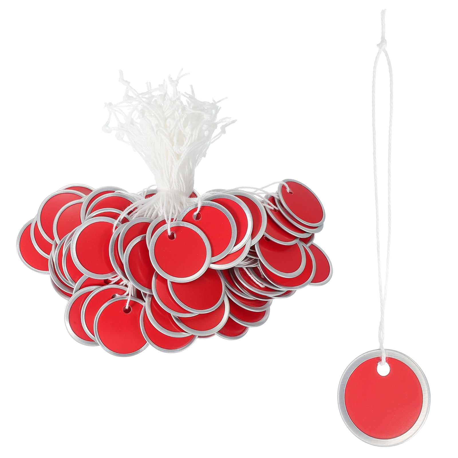 Uxcell Metal Rim Key Tags Blank Round Paper Tags Bulk Writable Keychain Identifiers with Knotted ...