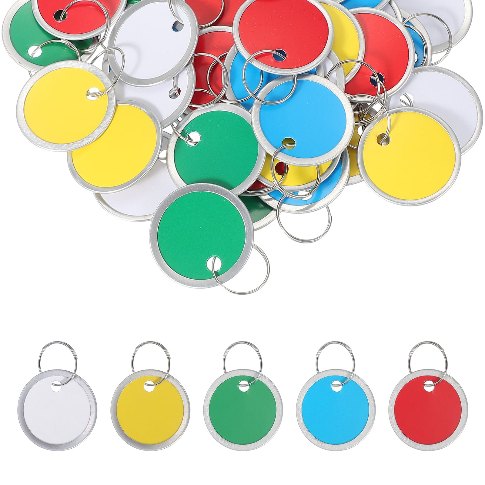 Uxcell Metal Rim Key Tag Blank Round Paper Tags Bulk Writable Keychain ...
