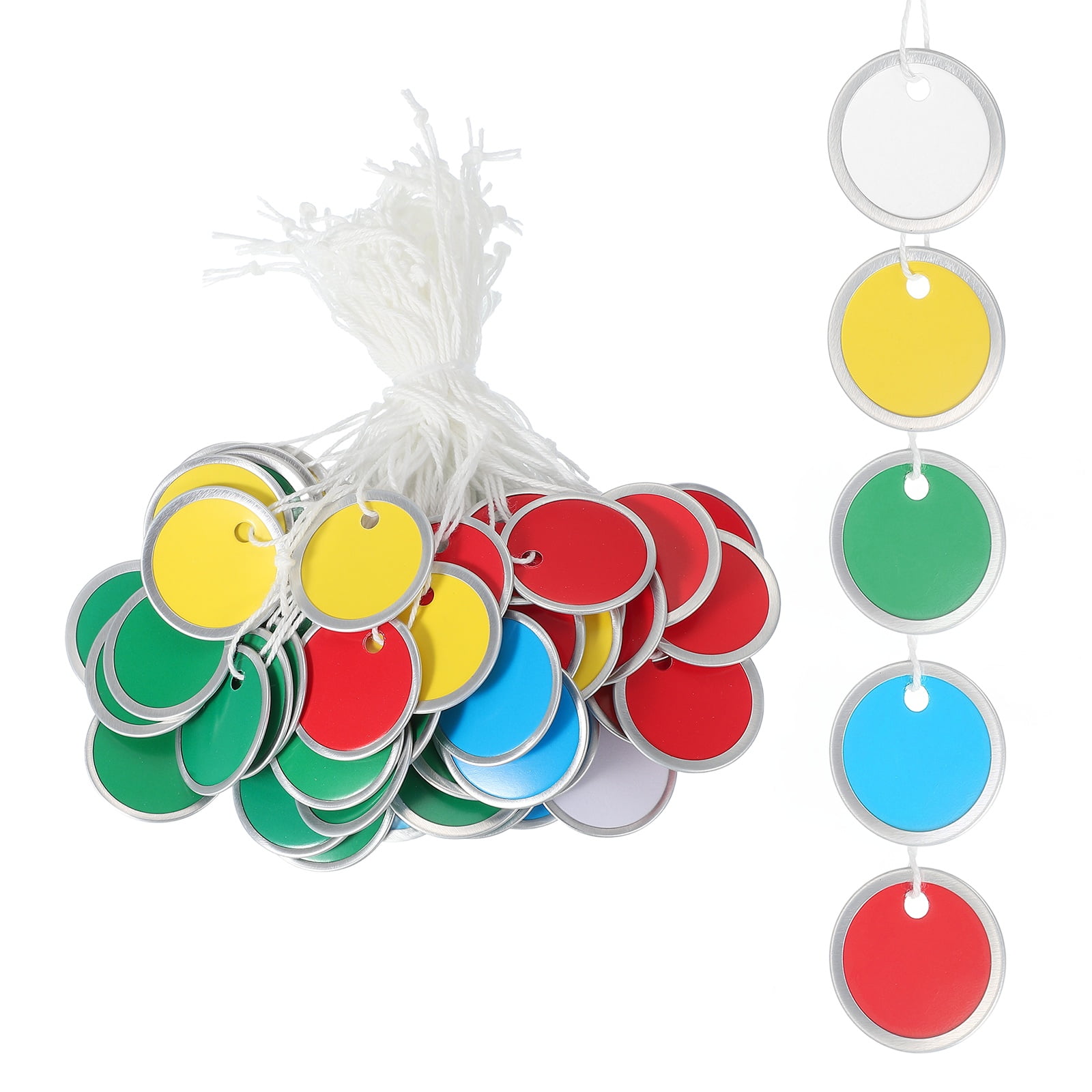 Uxcell Metal Rim Key Tags Blank Round Paper Tags Bulk Writable Keychain ...