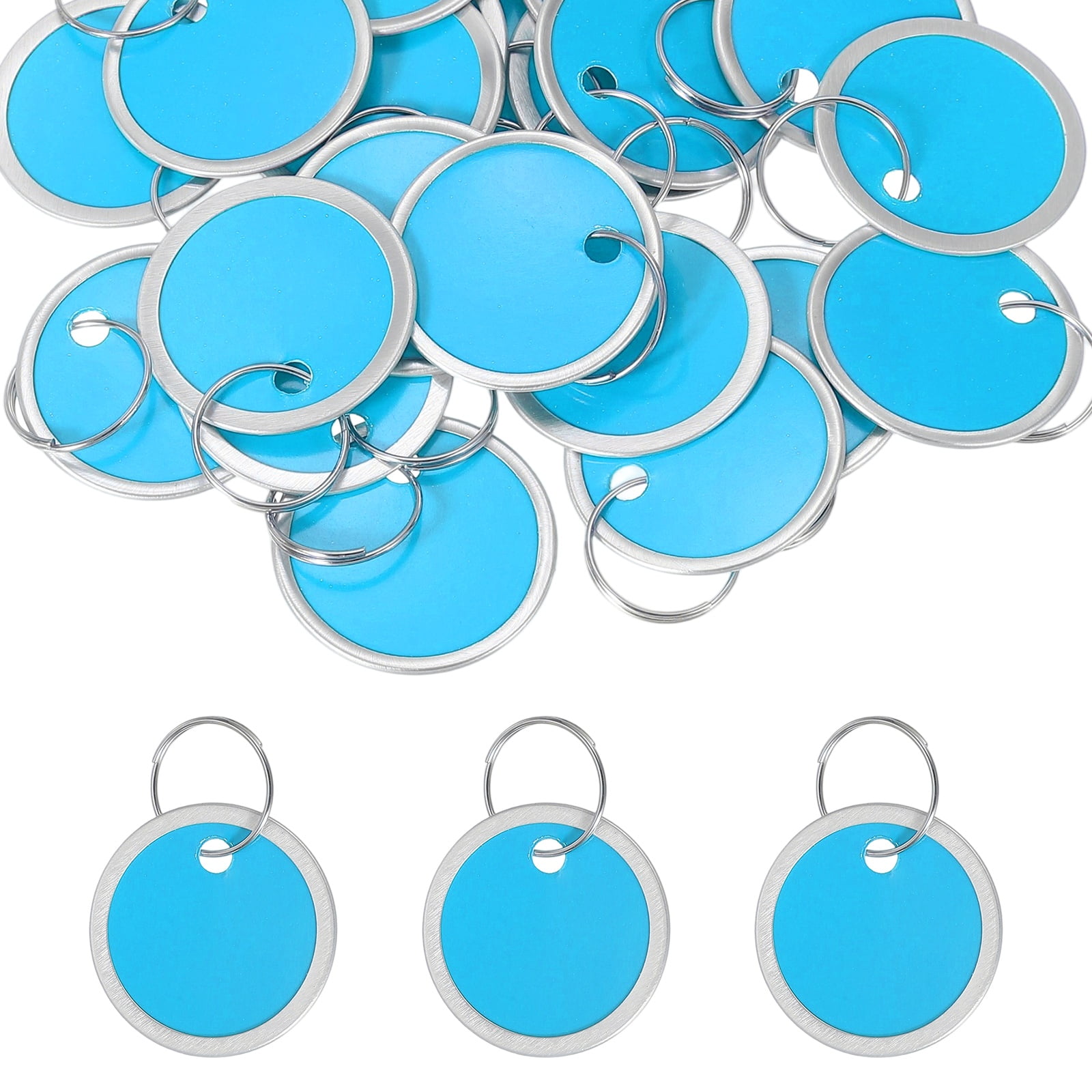 Uxcell Metal Rim Key Tag Blank Round Paper Tags Bulk Writable Keychains ...
