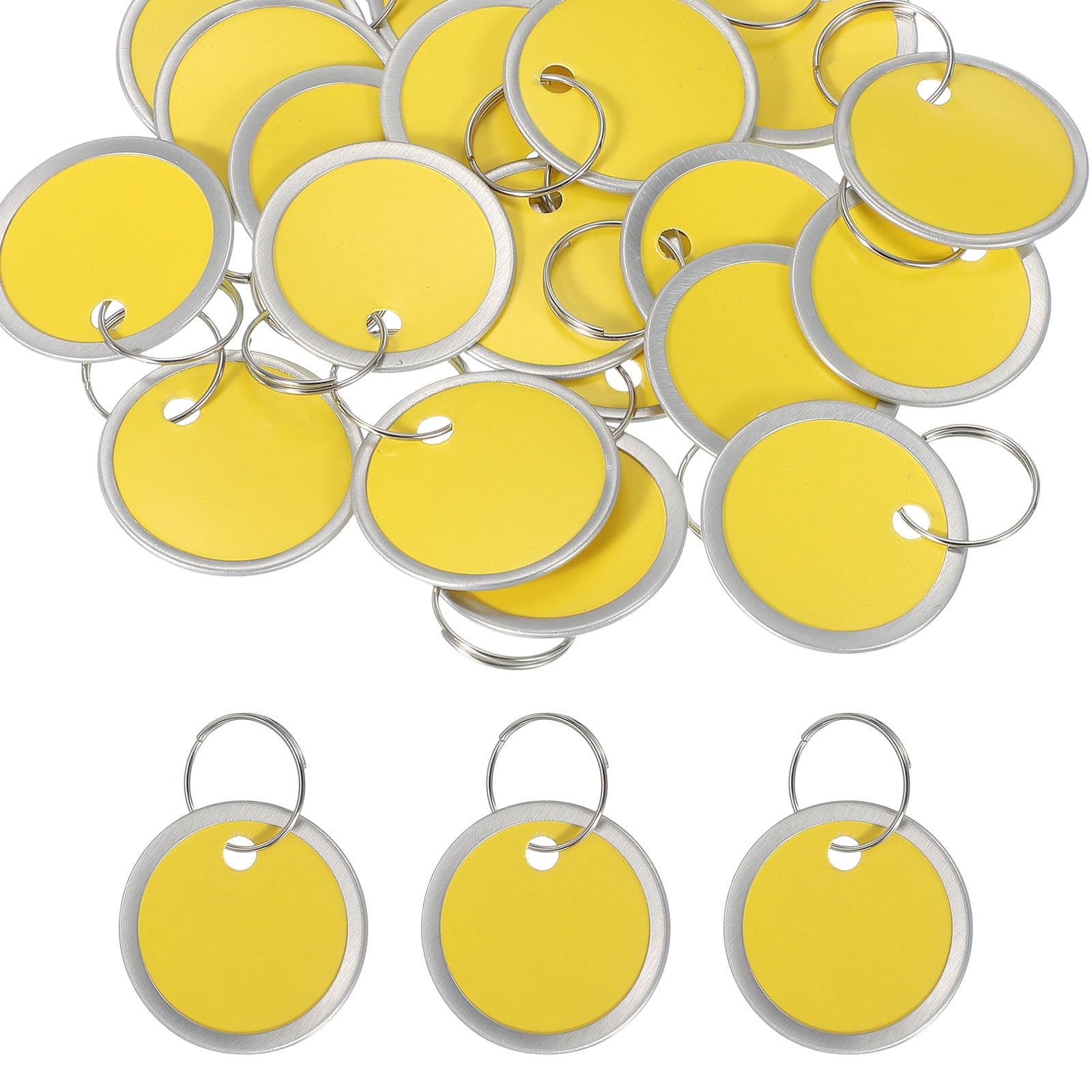 Uxcell Metal Rim Key Tag Blank Round Paper Tags Bulk Writable Keychains ...