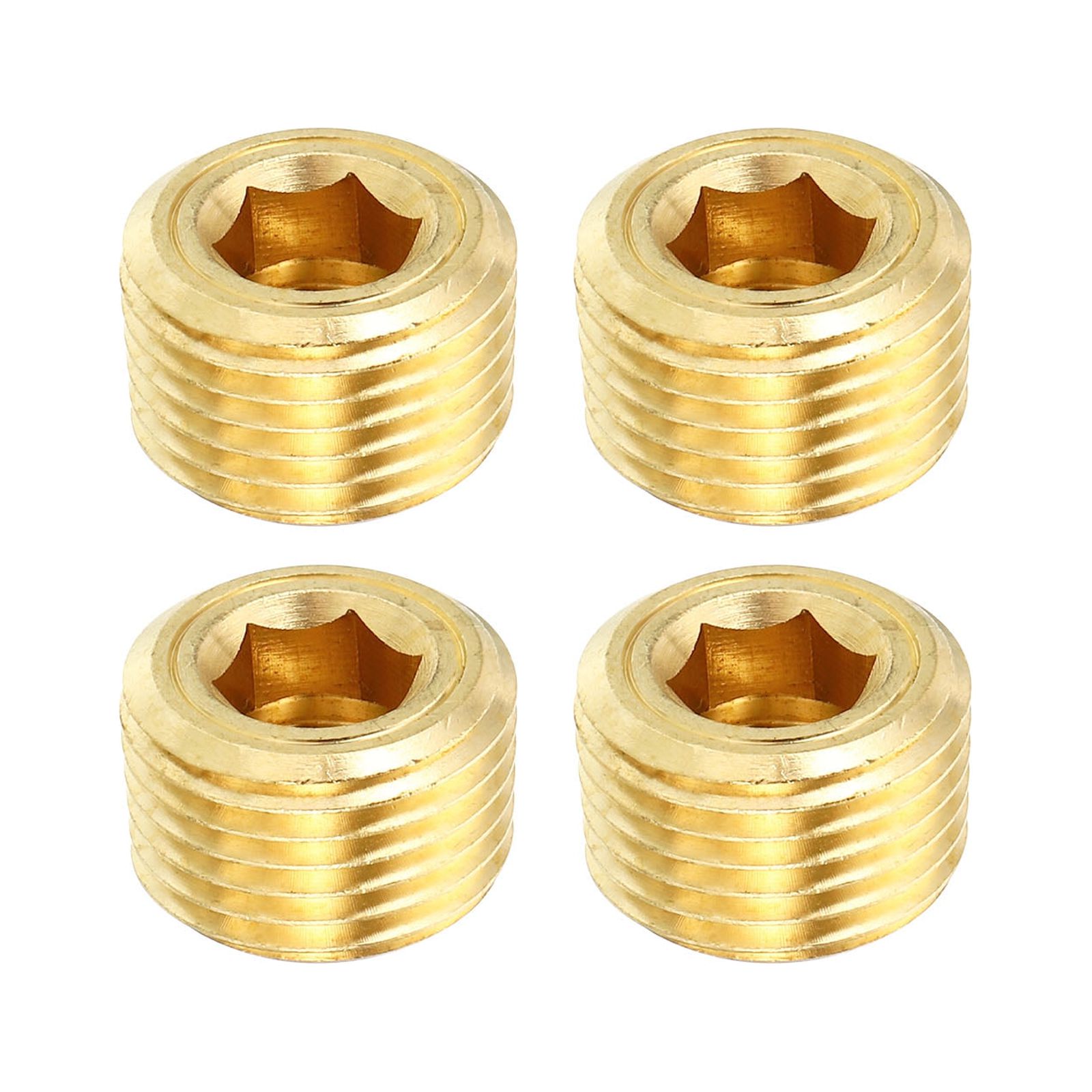 Uxcell 1/2" NPT Brass Hex Countersunk Plugs Counter Sunk Internal Hex Thread Socket Pipe Plugs ...