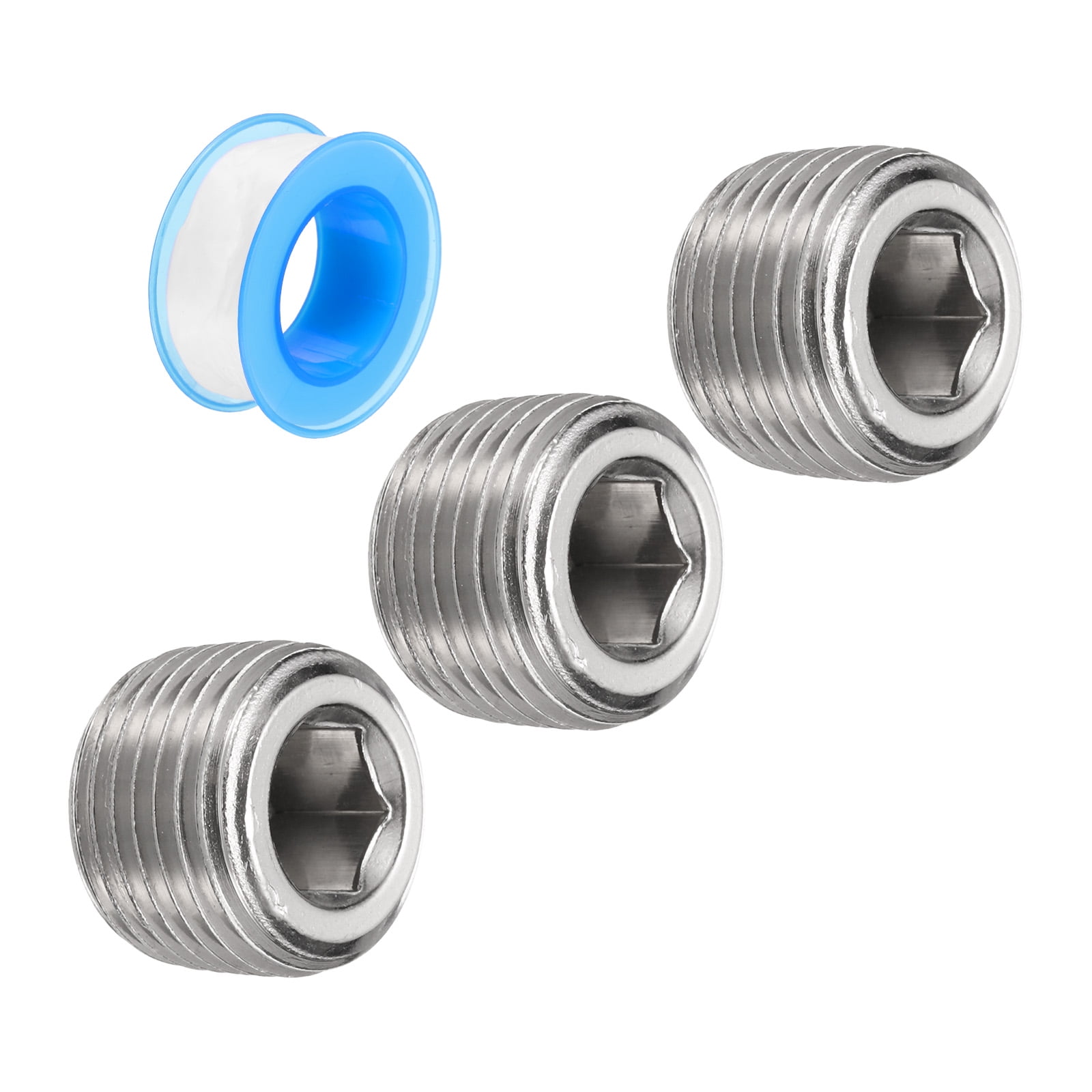 Uxcell 1/2"NPT Internal Hex Thread Socket Pipe Plug Stainless Steel ...