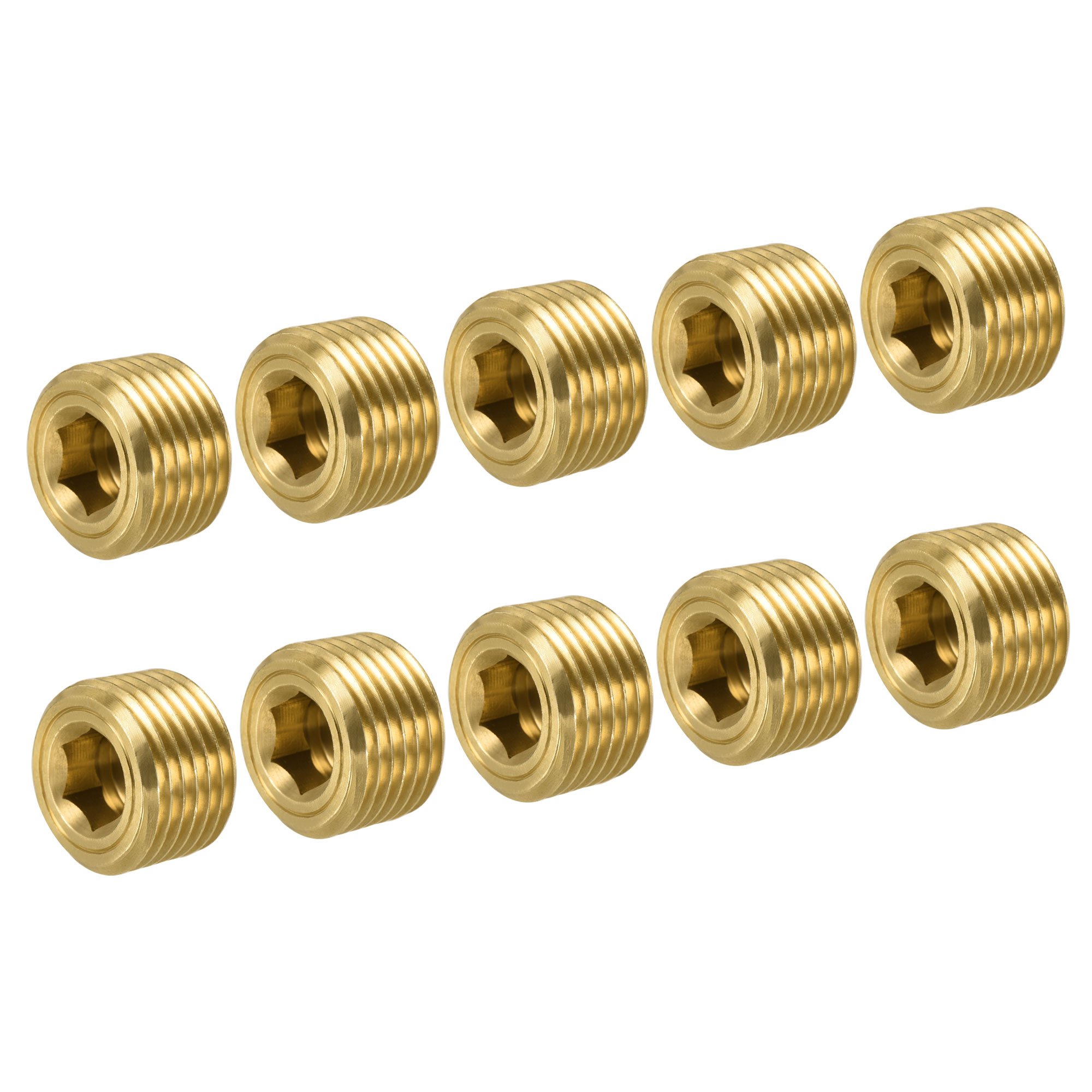 Uxcell 1/2" NPT Male Thread Hex Internal Head Socket Fitting Brass Pipe ...