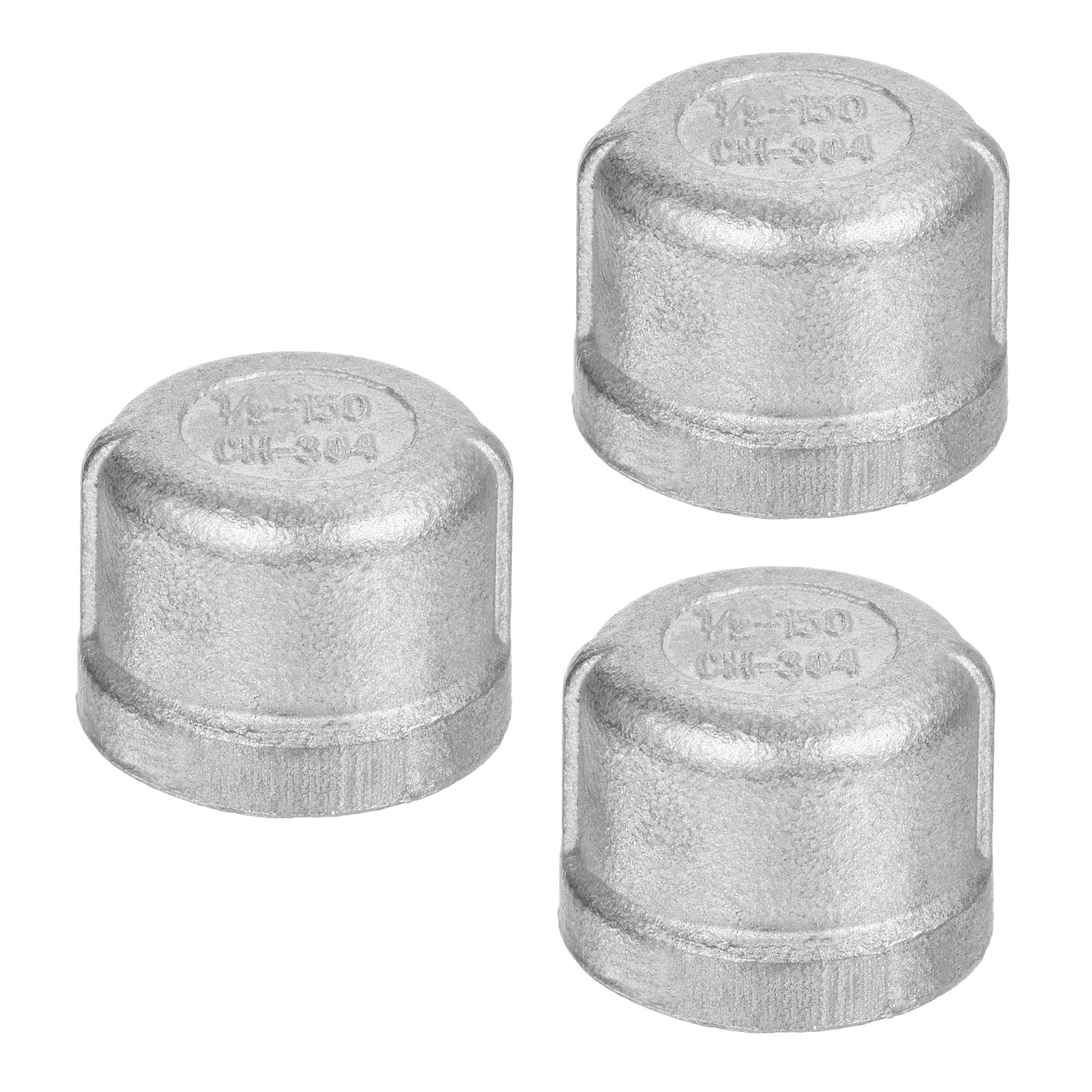 Uxcell 1/2" NPT Pipe Fitting Cap, 3 Pack Stainless Steel Pipe Cap for ...