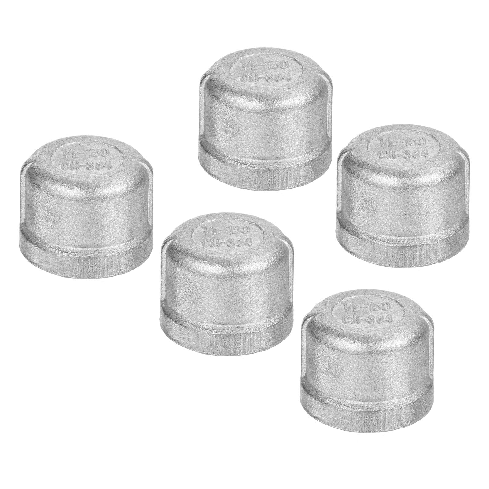 Uxcell 1/2" NPT Pipe Fitting Cap, 5 Pack Stainless Steel Pipe Cap for ...