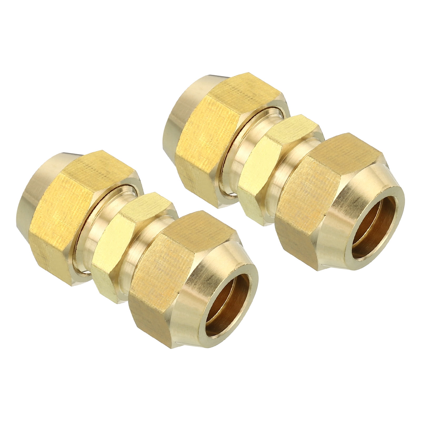 Uxcell 1/2" OD Brass Flare Union Connector, 2 Set Copper Double Pipe ...