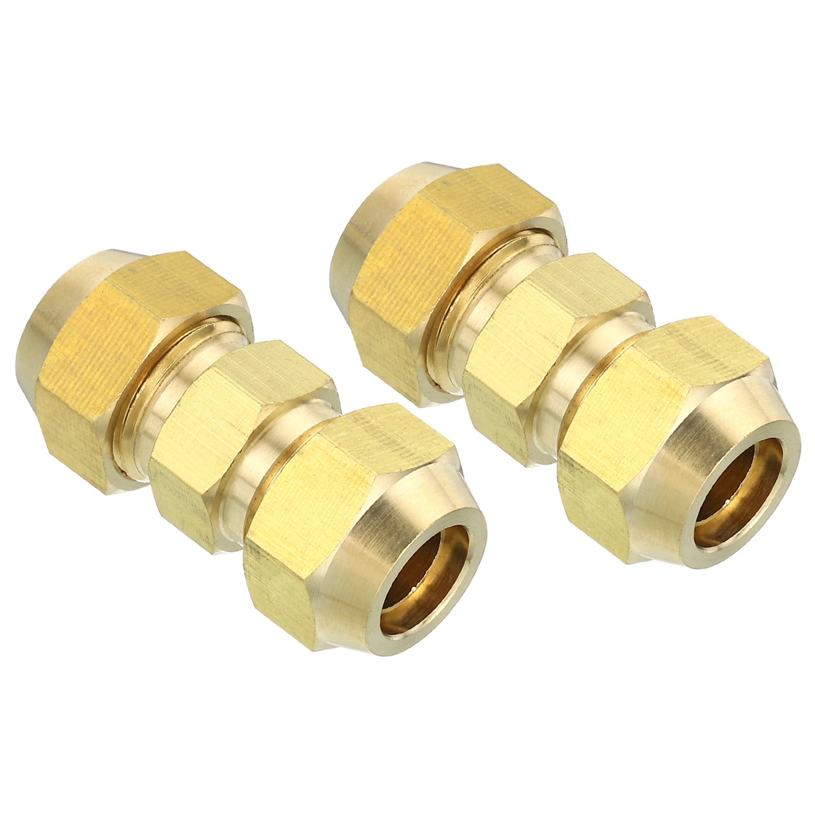 Uxcell 1/2" OD Brass Flare Union Connector, 2 Set Copper Double Pipe ...
