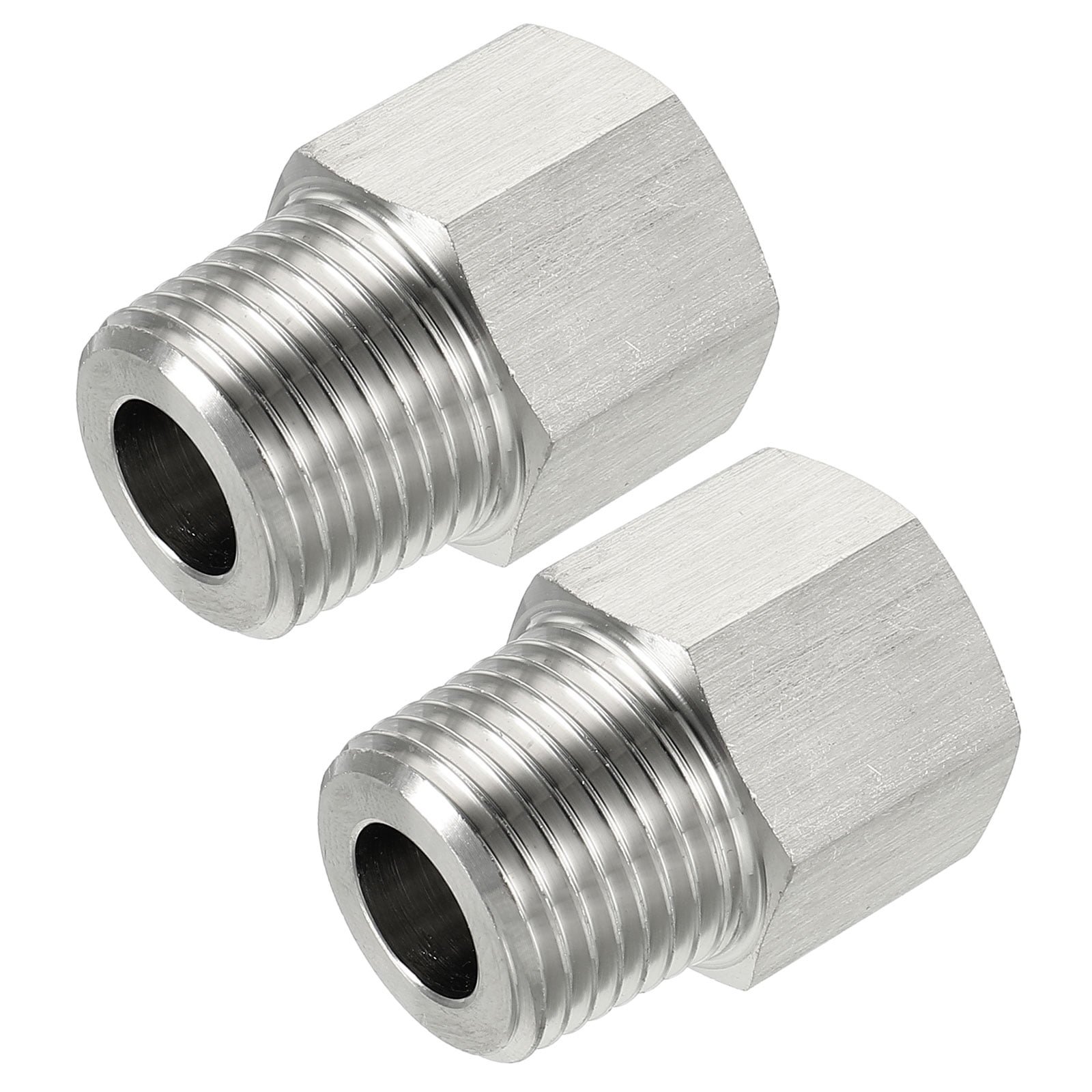 Uxcell 1/2 PT Male to 1/2 PT Female Stainless Steel Pipe Fitting Reducing Hex Bushing 2pcs ...