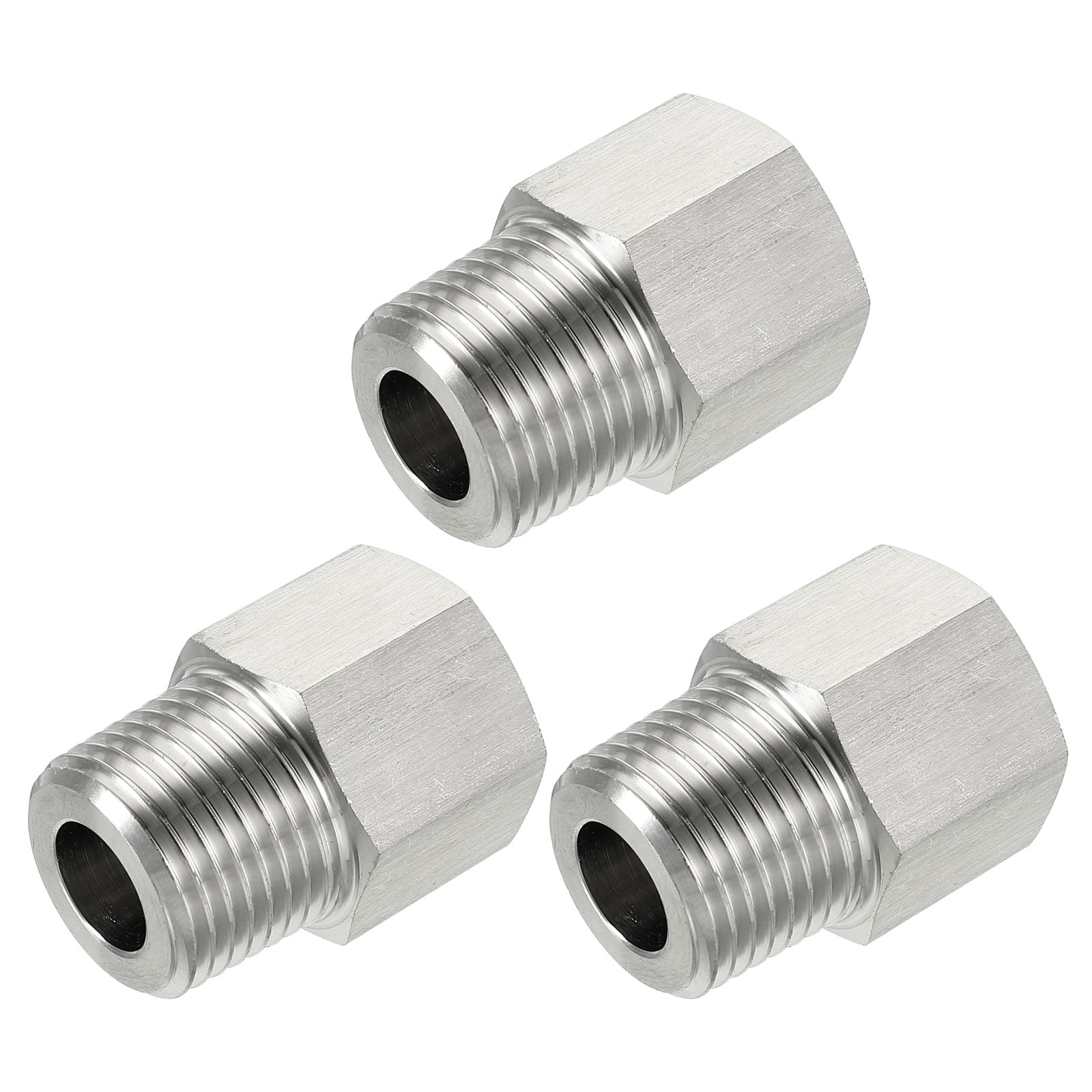 Uxcell 1/2 PT Male to 1/2 PT Female Stainless Steel Pipe Fitting Reducing Hex Bushing 3pcs ...