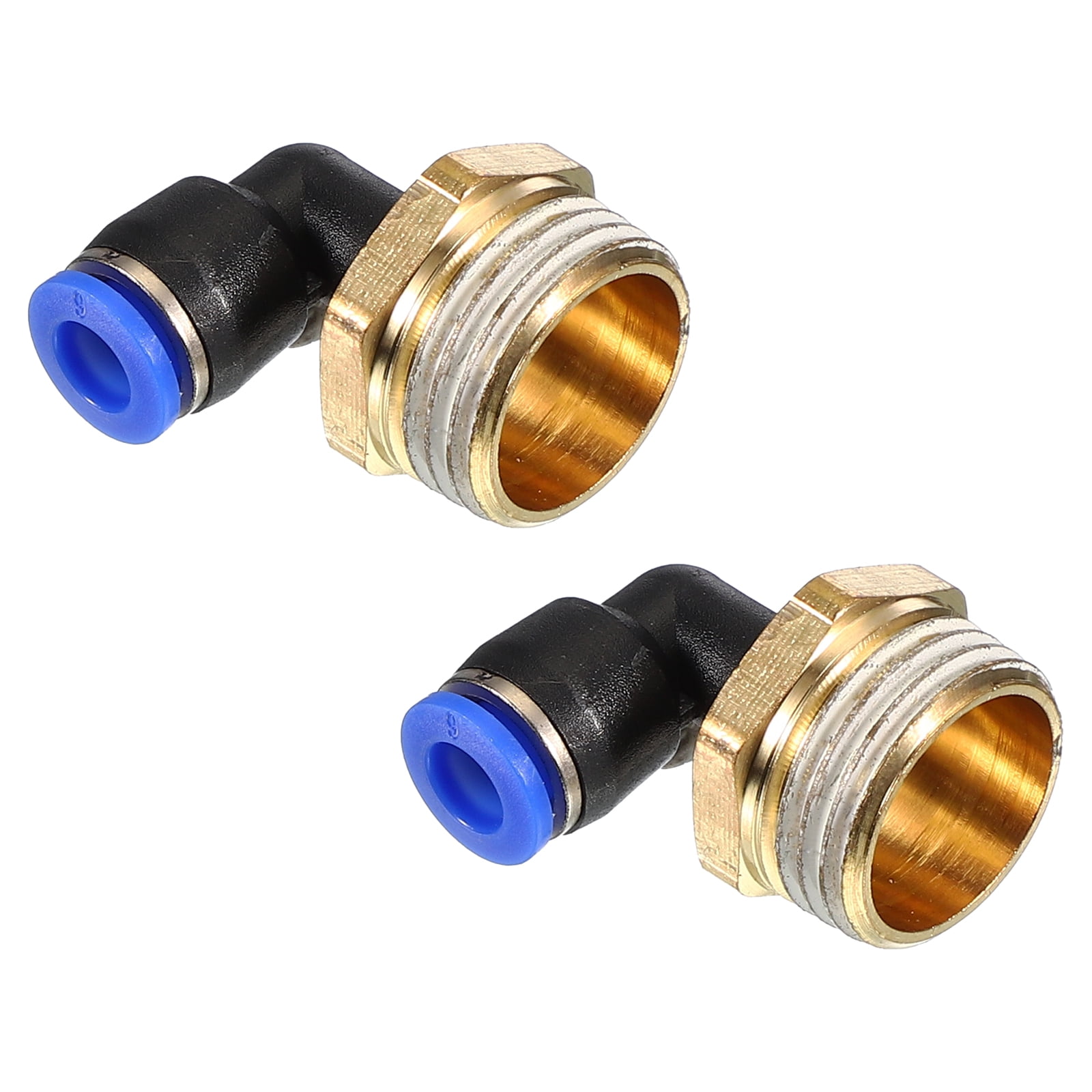 Uxcell 1/2" Push to Connect Fitting 2 Pack PT Male Thread 90 Degree Connect 6mm Tubing Elbow ...