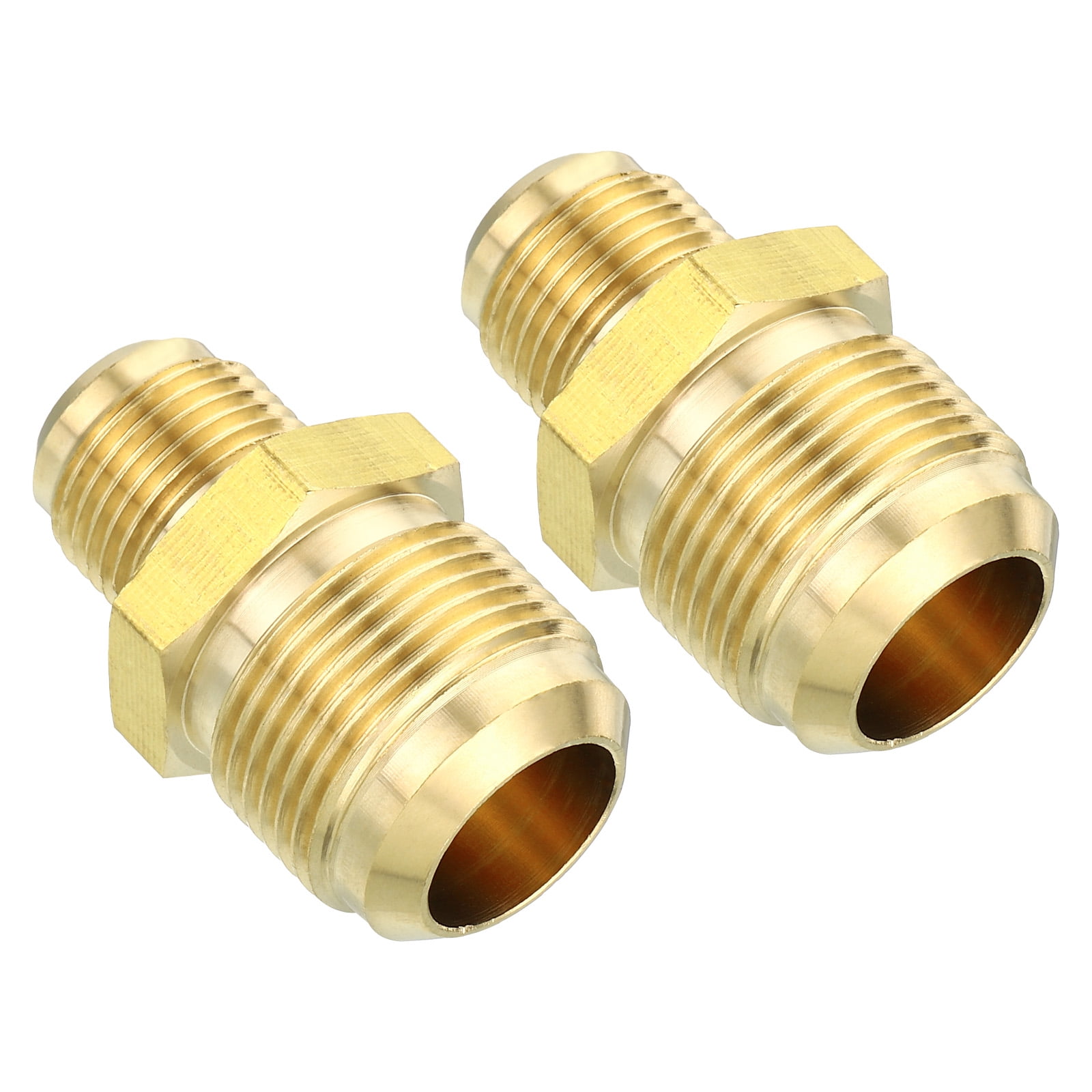 Uxcell 1/2 SAE Male x 3/4 SAE Male Brass Flare Union Connector, 2 Pcs Gas Adapter Brass Tube ...