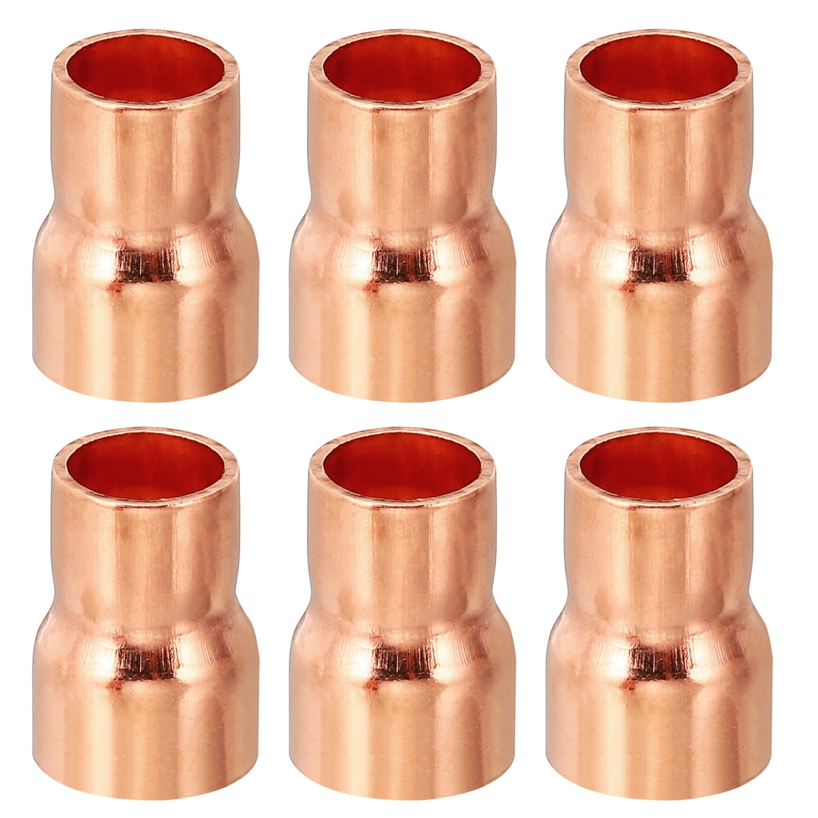 Uxcell 1/2" to 3/8" ID Copper Reducer, 6Pcs Copper Reducing Coupling ...