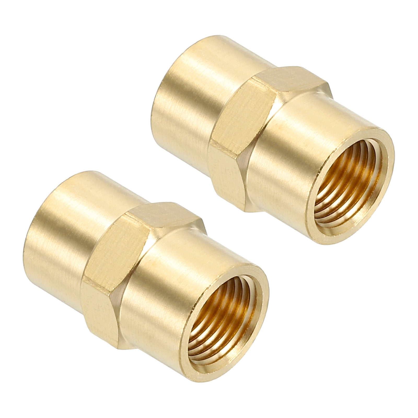 Uxcell 1/2" x 1/2" Brass NPT Coupler, 2 Pack Female Hex Head Pipe ...