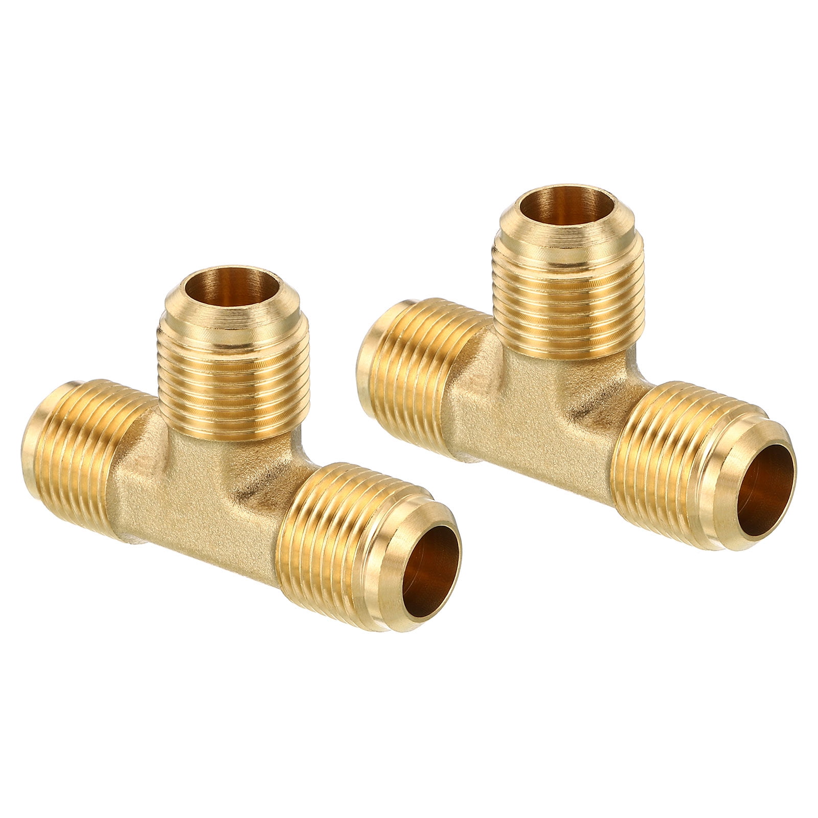 Uxcell 1/2" x 1/2" x 1/2" Brass Pipe Fitting Flare Tee Tube Fitting Pipe Adapter Connector 2 ...
