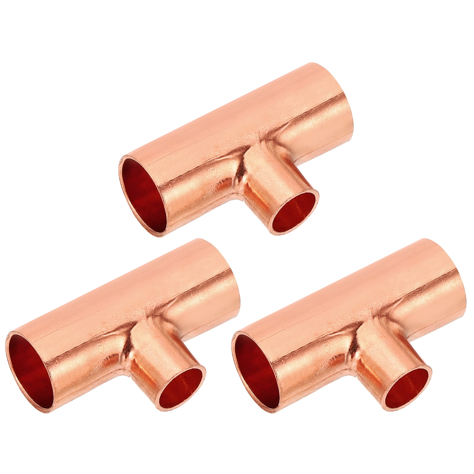 Uxcell 1/2" x 5/16" x 1/2" ID Reducing Tee Copper Fitting, 3pcs Copper ...