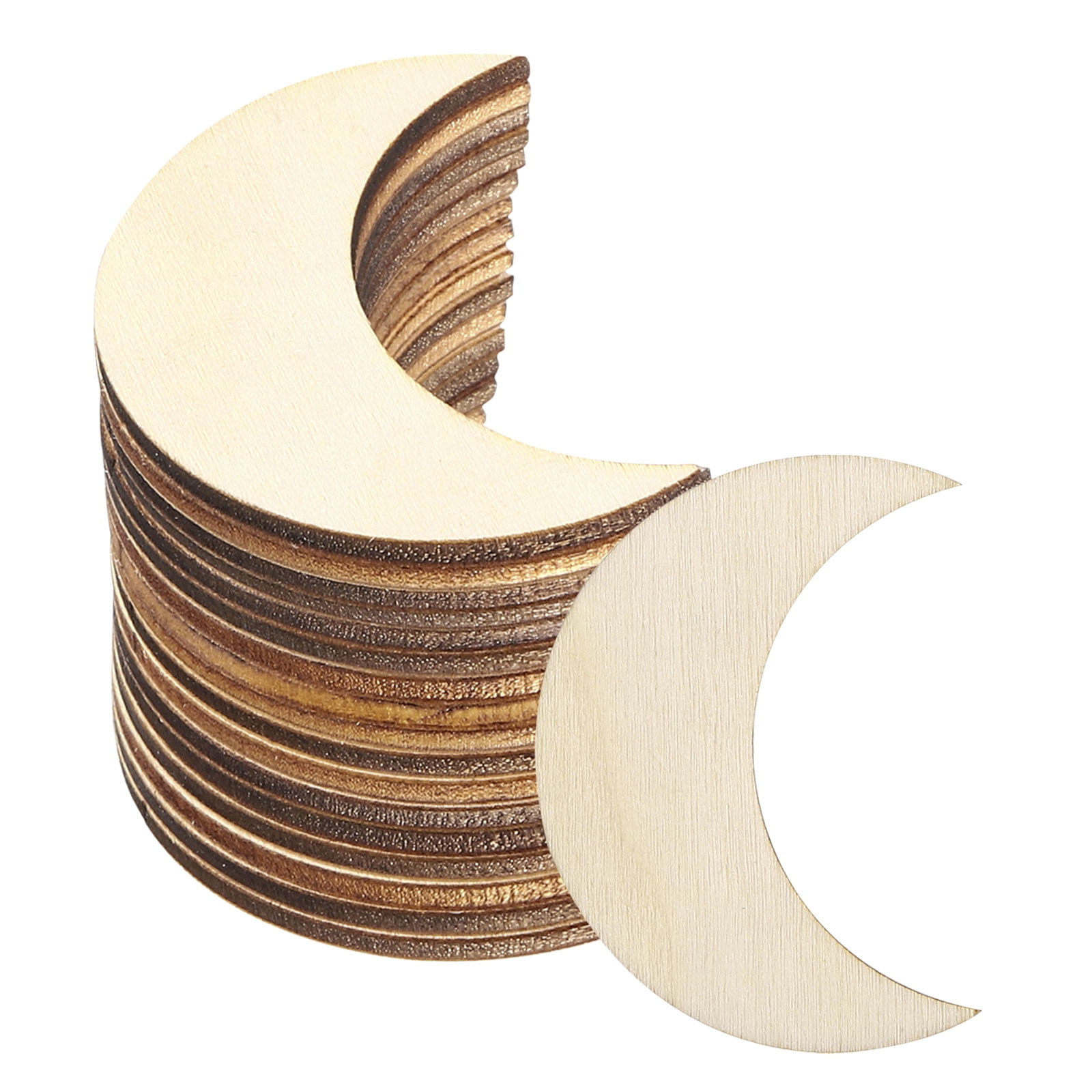 Uxcell 1.2"x0.4" Wooden Moon, 100 Pack Unfinished Wood Moon Blank ...