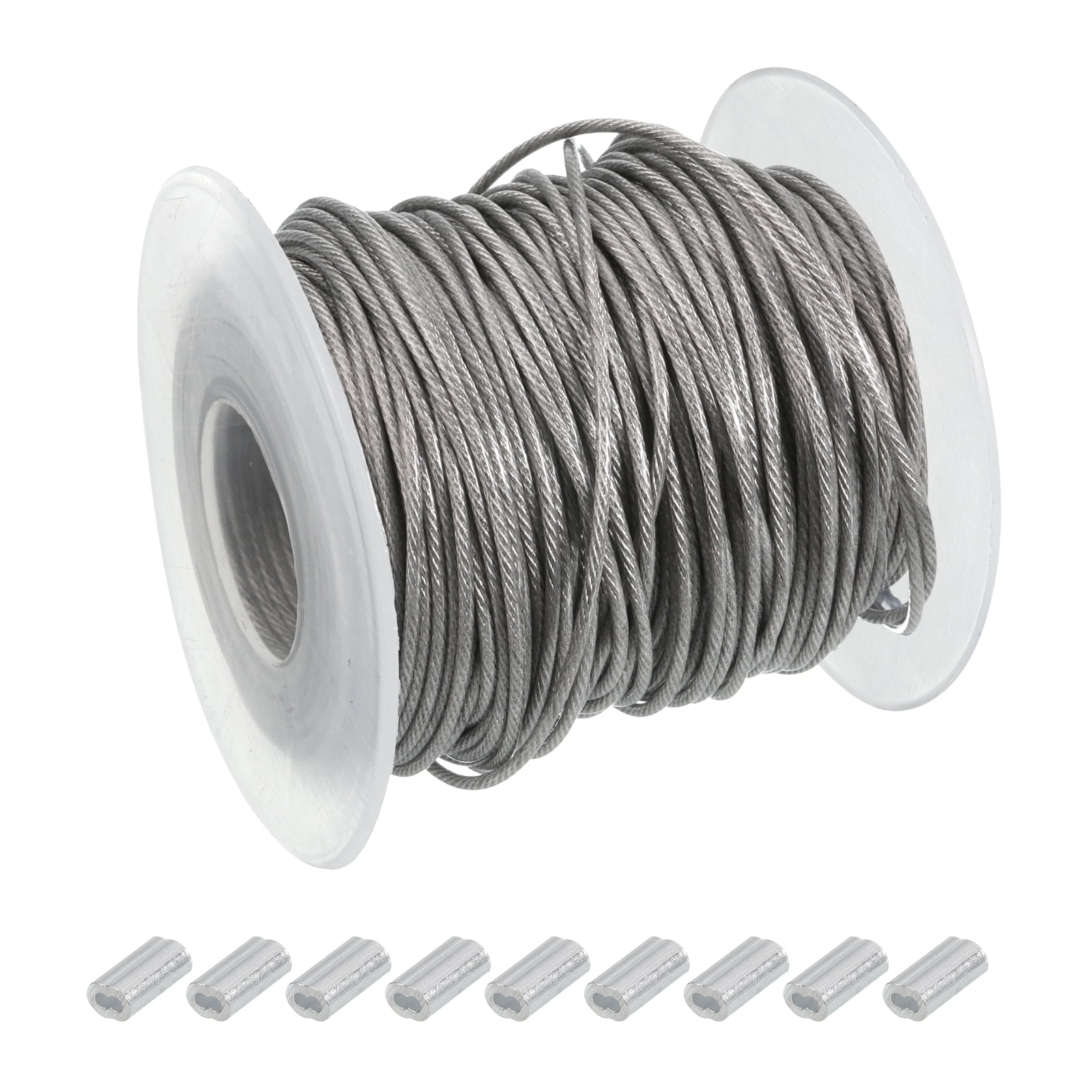 Uxcell 1/20" OD 98.4 Ft 304 Stainless Steel Cable Wire Rope with ...
