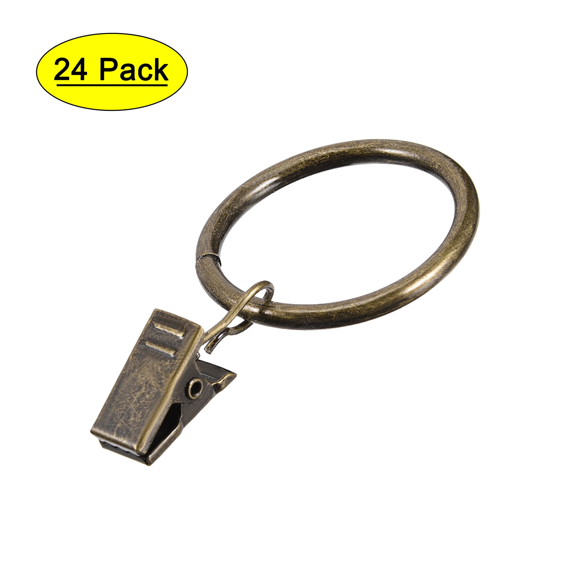Uxcell 1.25" Inner Dia 3.5mm Thick Curtain Clip Hook Metal Bronze 24 ...