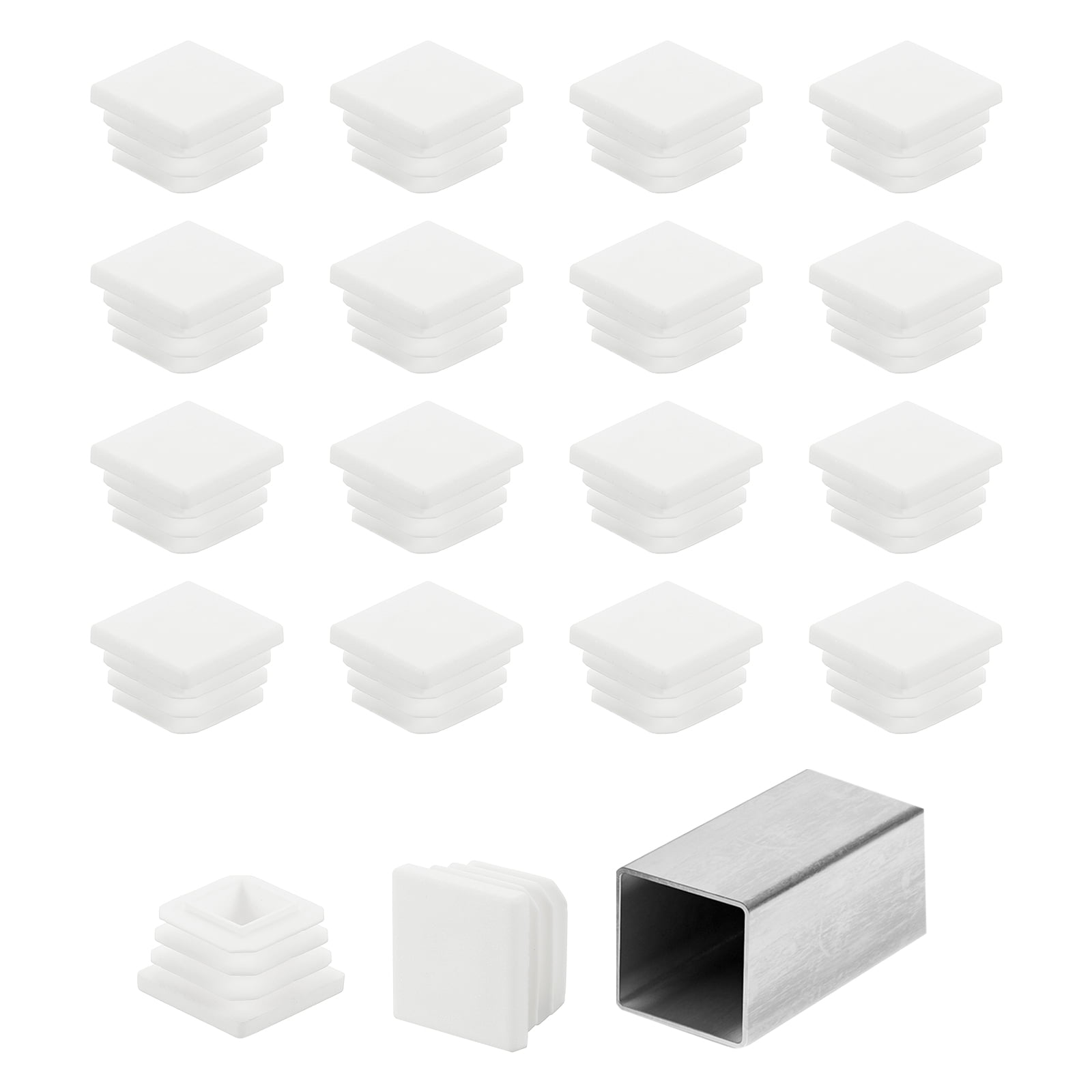 Uxcell 1" (25mm) Square Tubing End Caps, 50 Pcs Plastic Hole Plugs ...
