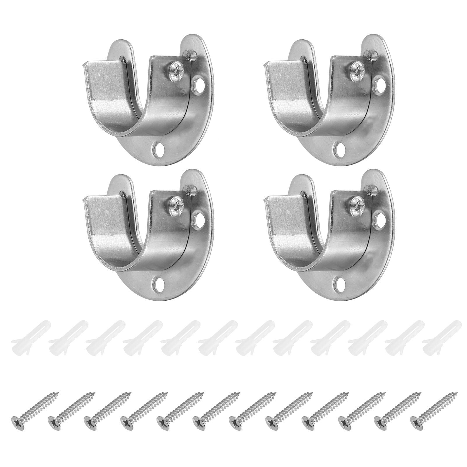 Uxcell 1.26" Dia Closet Rod Bracket,U Shape Stainless Steel Closet Pole ...