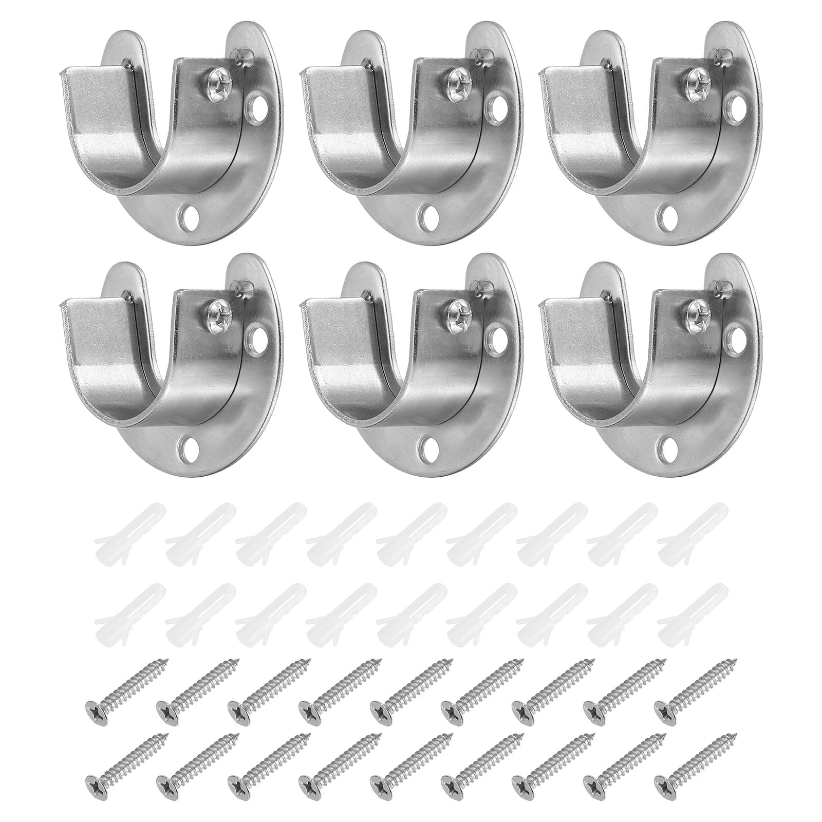 Uxcell 1.26"Dia Closet Rod Bracket,U Shape Stainless Steel Closet Pole ...
