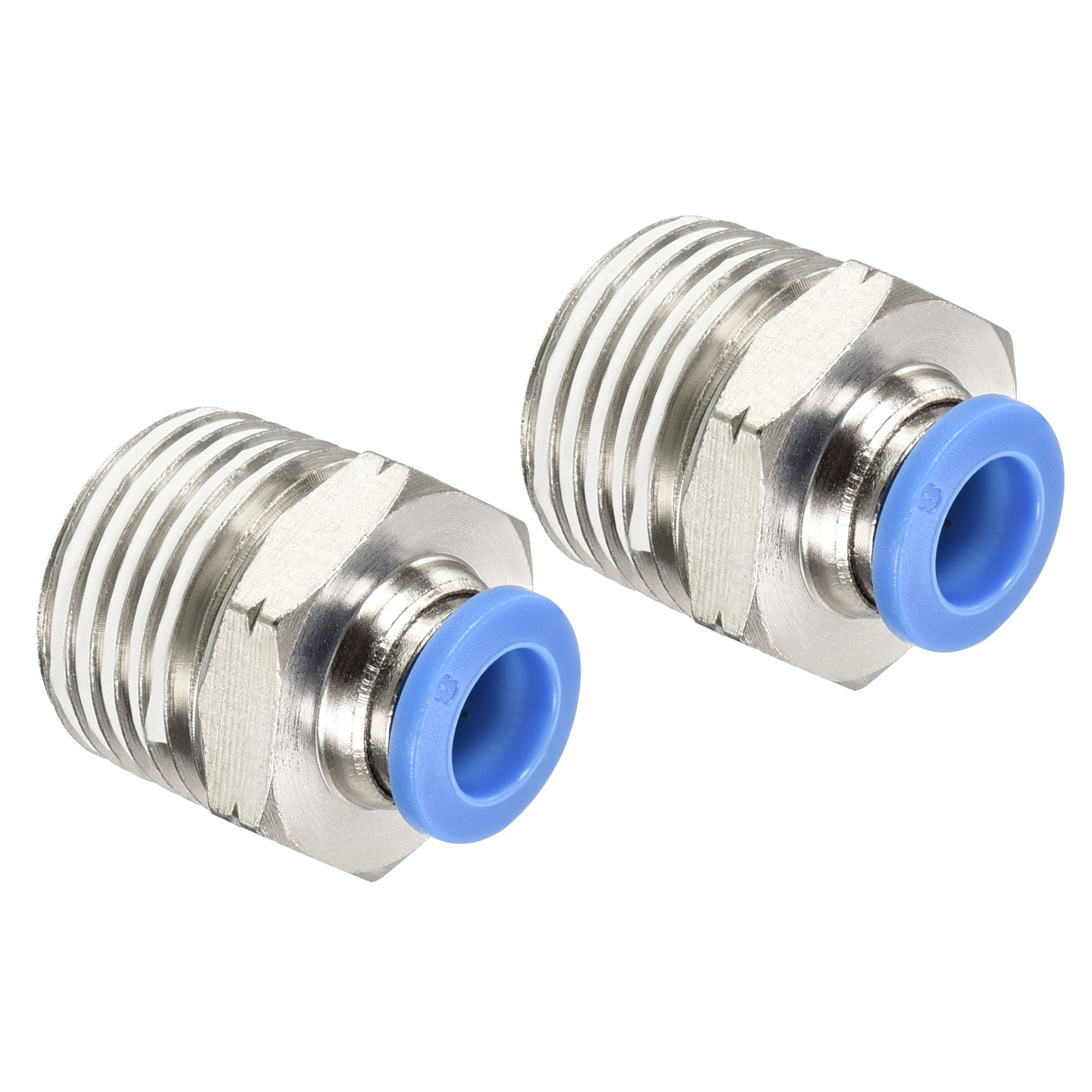 Uxcell 1/2NPT Push to Fit 8mm OD Hose Connect Fittings, 2 Pack, Blue & Silver Tone - Walmart.com