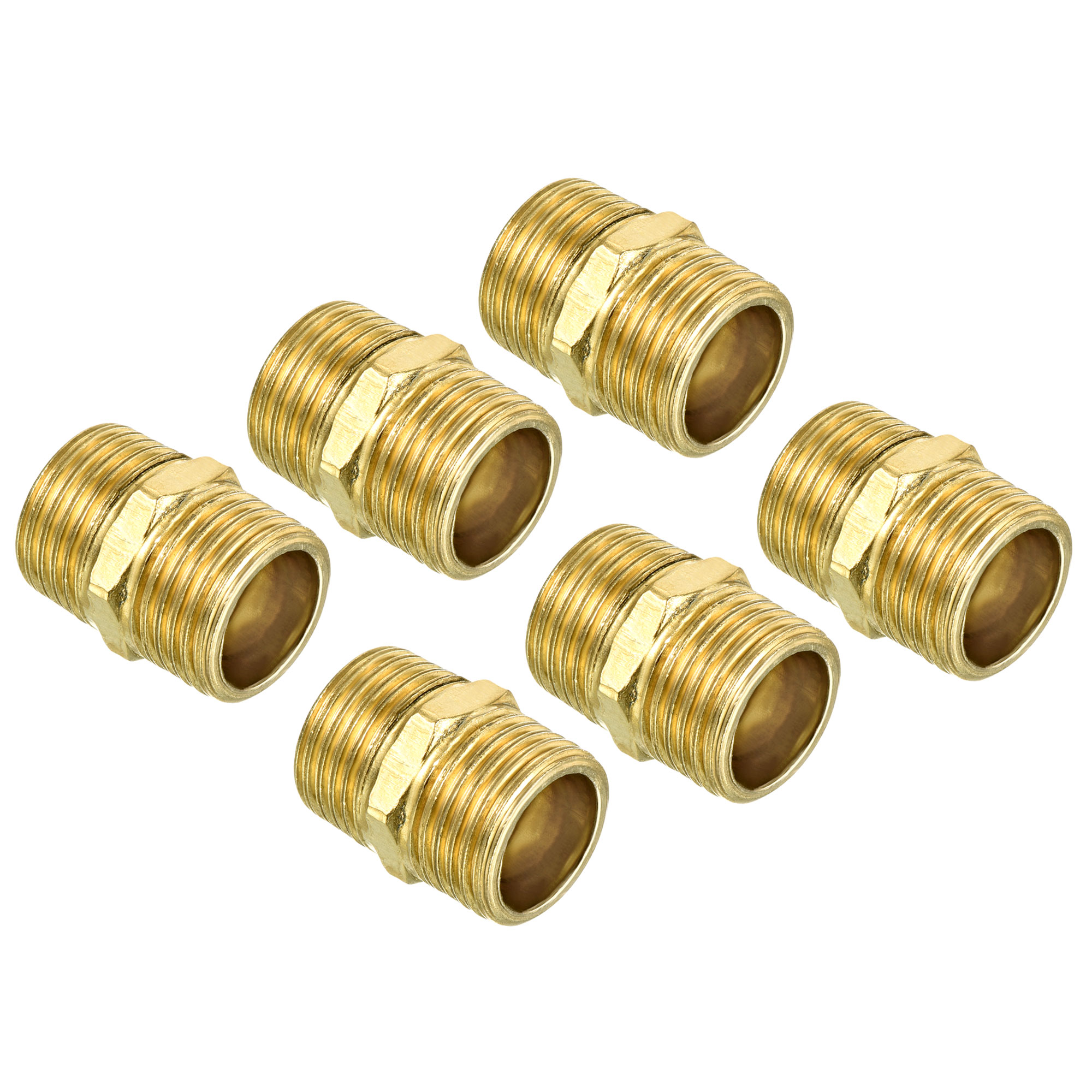 Uxcell 1/2PT Male Thread Hex Extension Connector Adapter Pipe Fitting, Gold 6Pack - Walmart.com