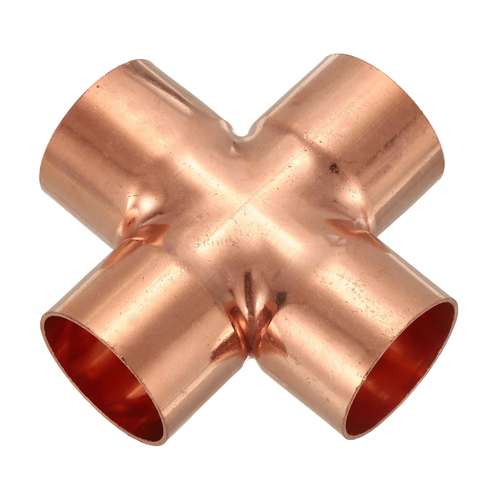 Uxcell Copper Cross Pipe Fitting 4 Way Welding Copper End Feed Equal ...