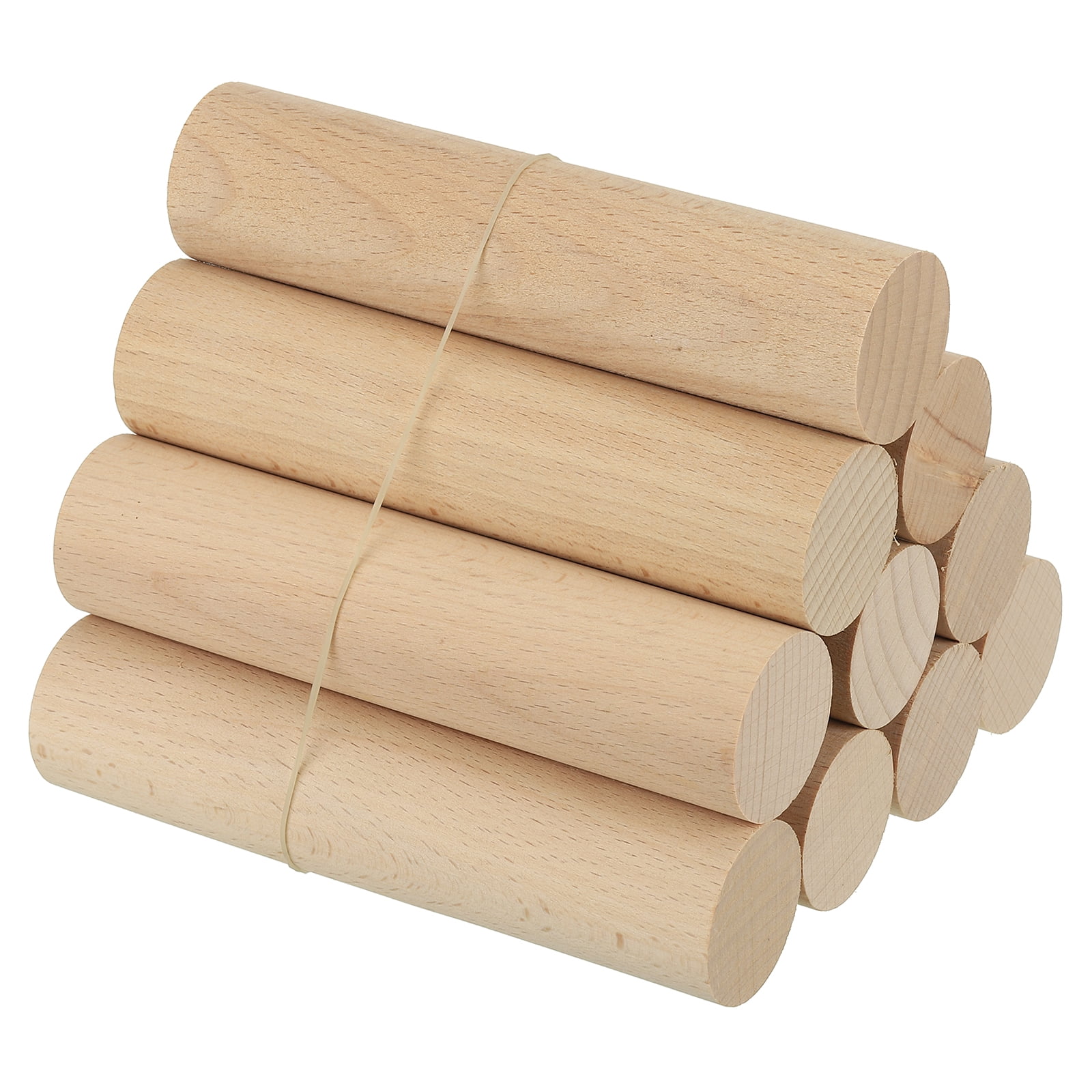 Uxcell 1-3/8 x 6 Inch Dowel Rods Wood Sticks Unfinished Wooden Dowel ...