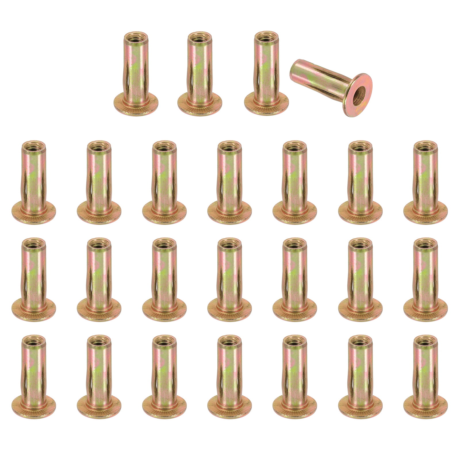 Uxcell 1/4-20 Multi-Grip Rivet Nuts Pre-Bulbed Shank Flat Head Threaded ...