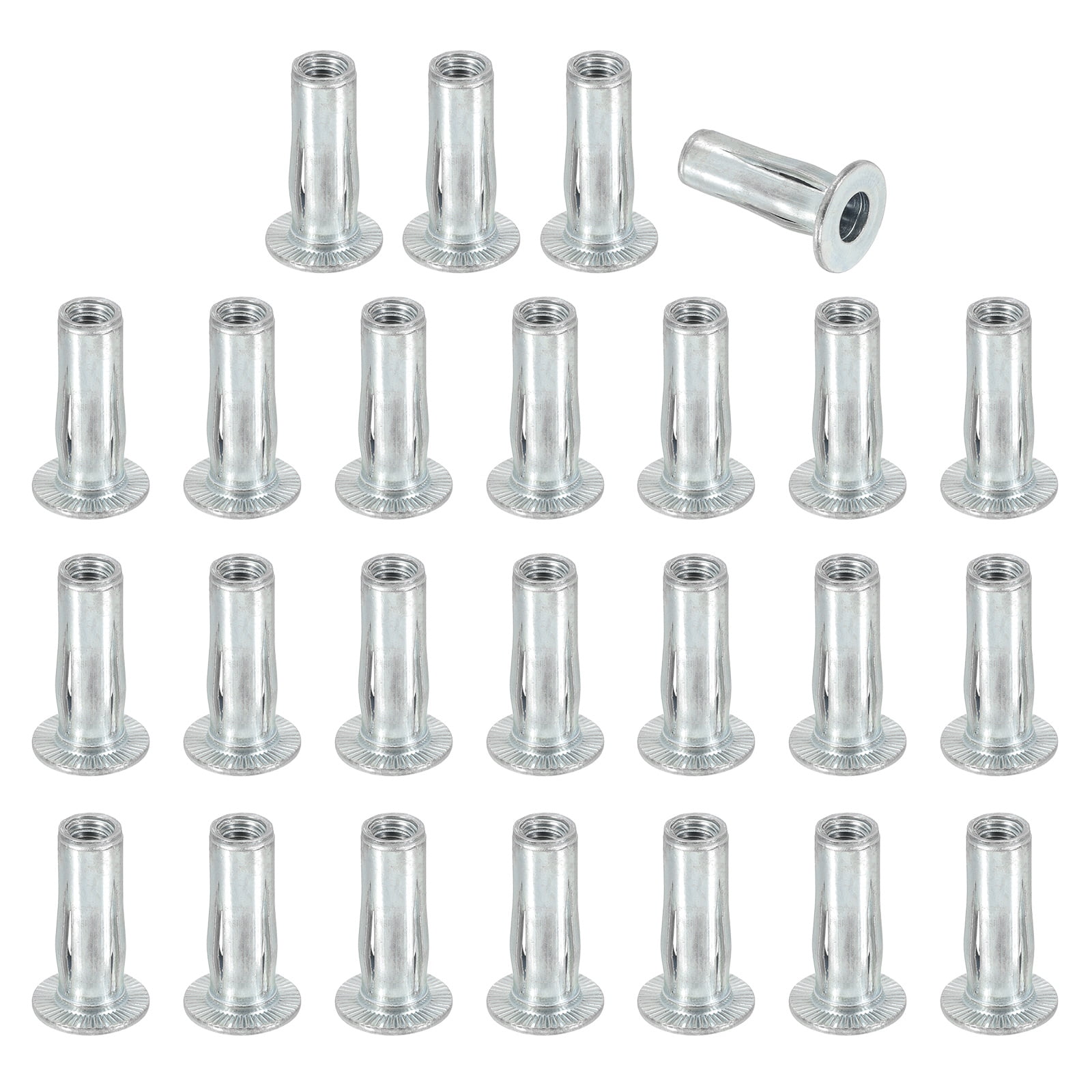Uxcell 1/4-20 Multi-Grip Rivet Nuts Pre-Bulbed Shank Flat Head Threaded ...