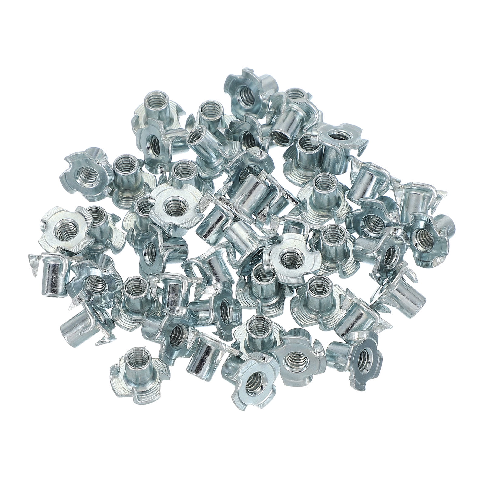 Uxcell 1/4-20 T-Nuts, Zinc Plated Steel 4-Pronged Tee Blind Nut 12 mm ...