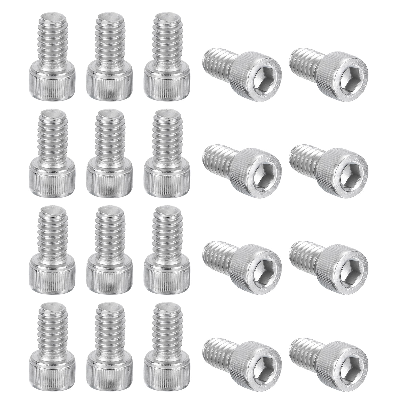 Uxcell 1/4-20 x 7/16" Hex Socket Cap Head Screw Bolt, 20Pcs 304 Stainless Steel 18-8, Machine ...