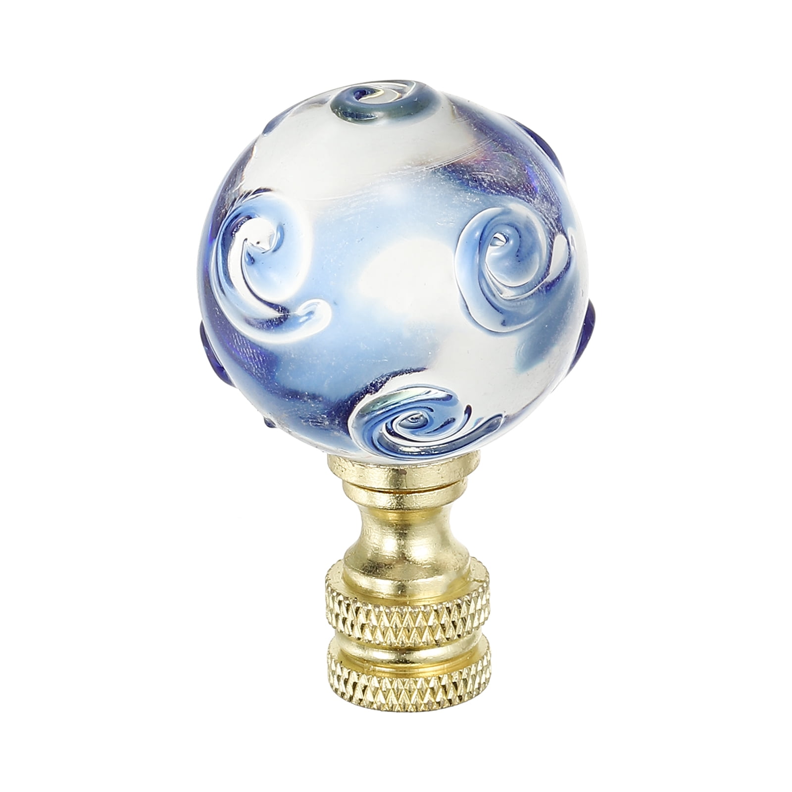 Uxcell 1/4-27 Lamp Finial Cap Knob, Clear Spiral Ball Shaped Glass ...