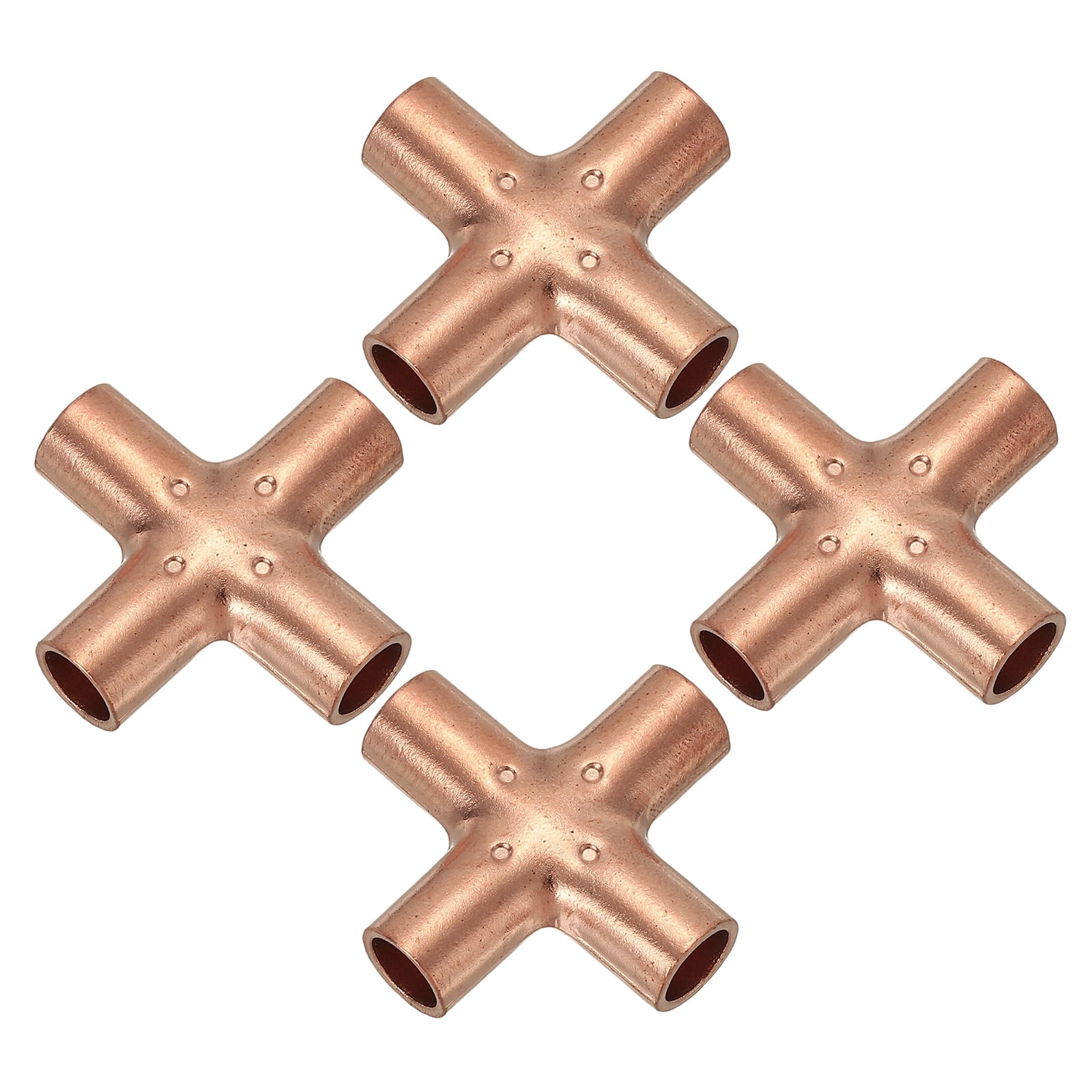 Uxcell Copper Cross Pipe Fitting 4 Way Welding Copper End Feed Equal ...