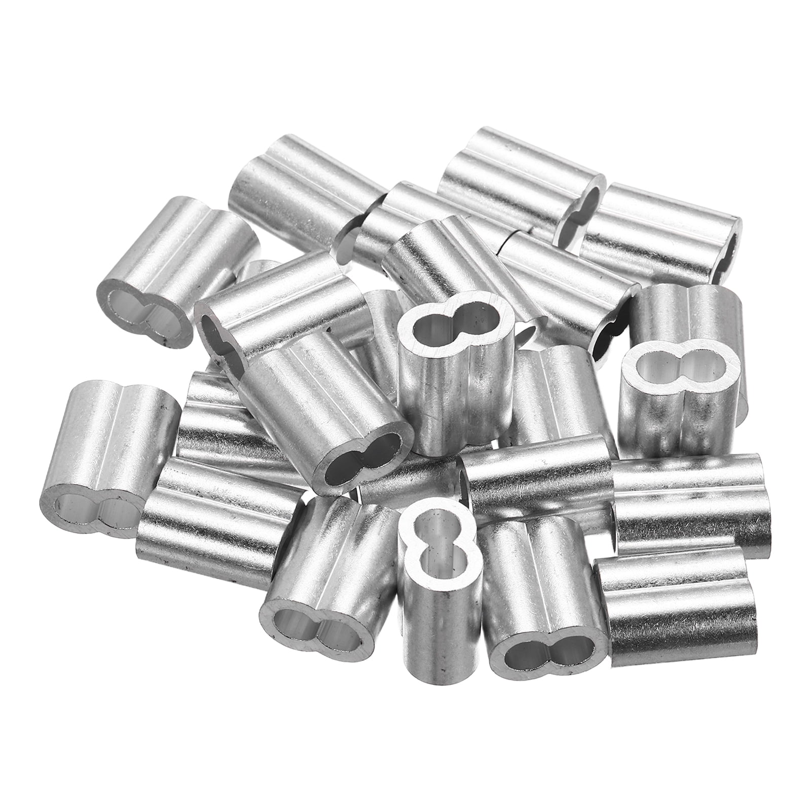 Uxcell 1/4"(6mm) Aluminum Crimping Loop Sleeve, Double Hole Cable ...