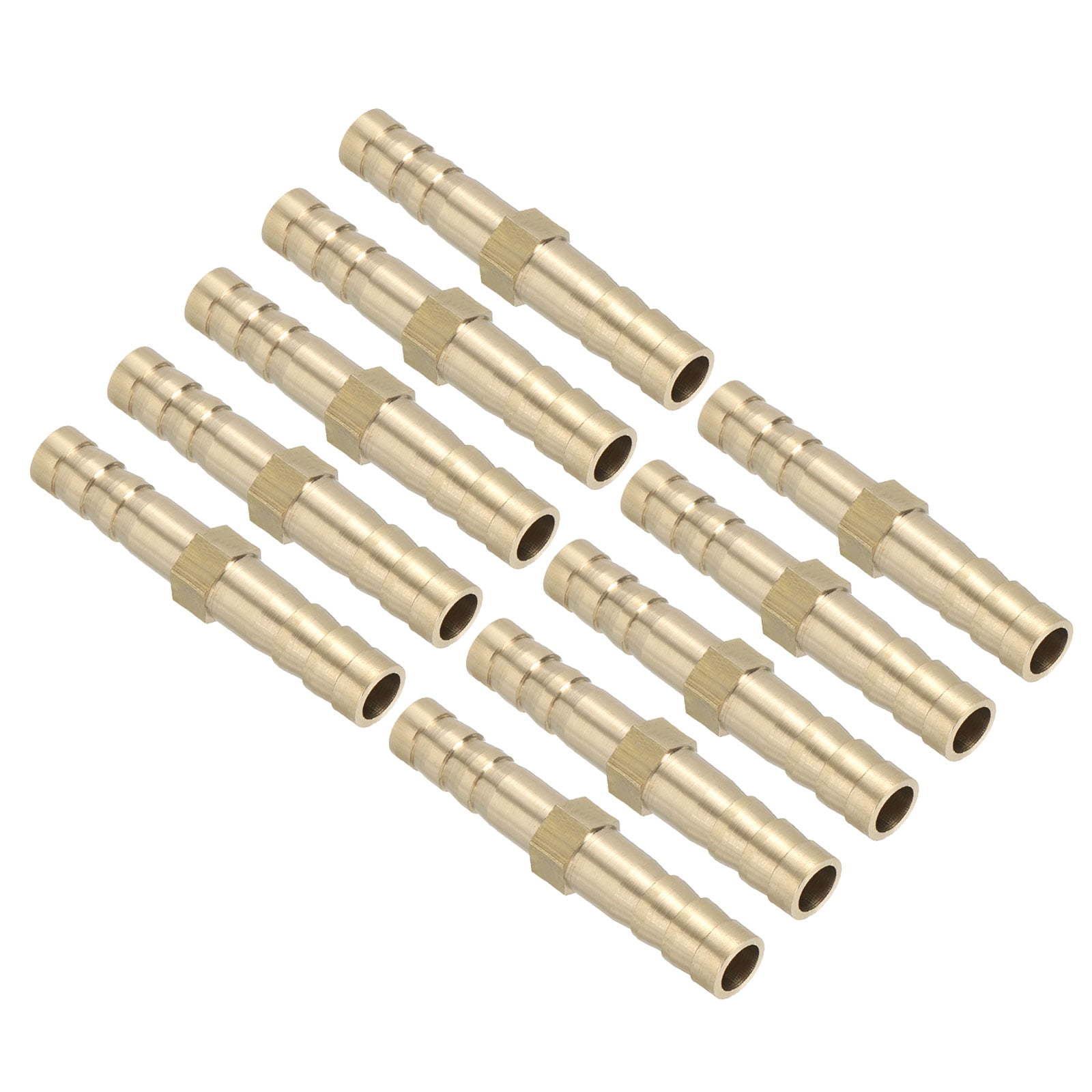 Uxcell 1/4" Brass Hose Barb Fitting, Straight Barb Union Fittings ...
