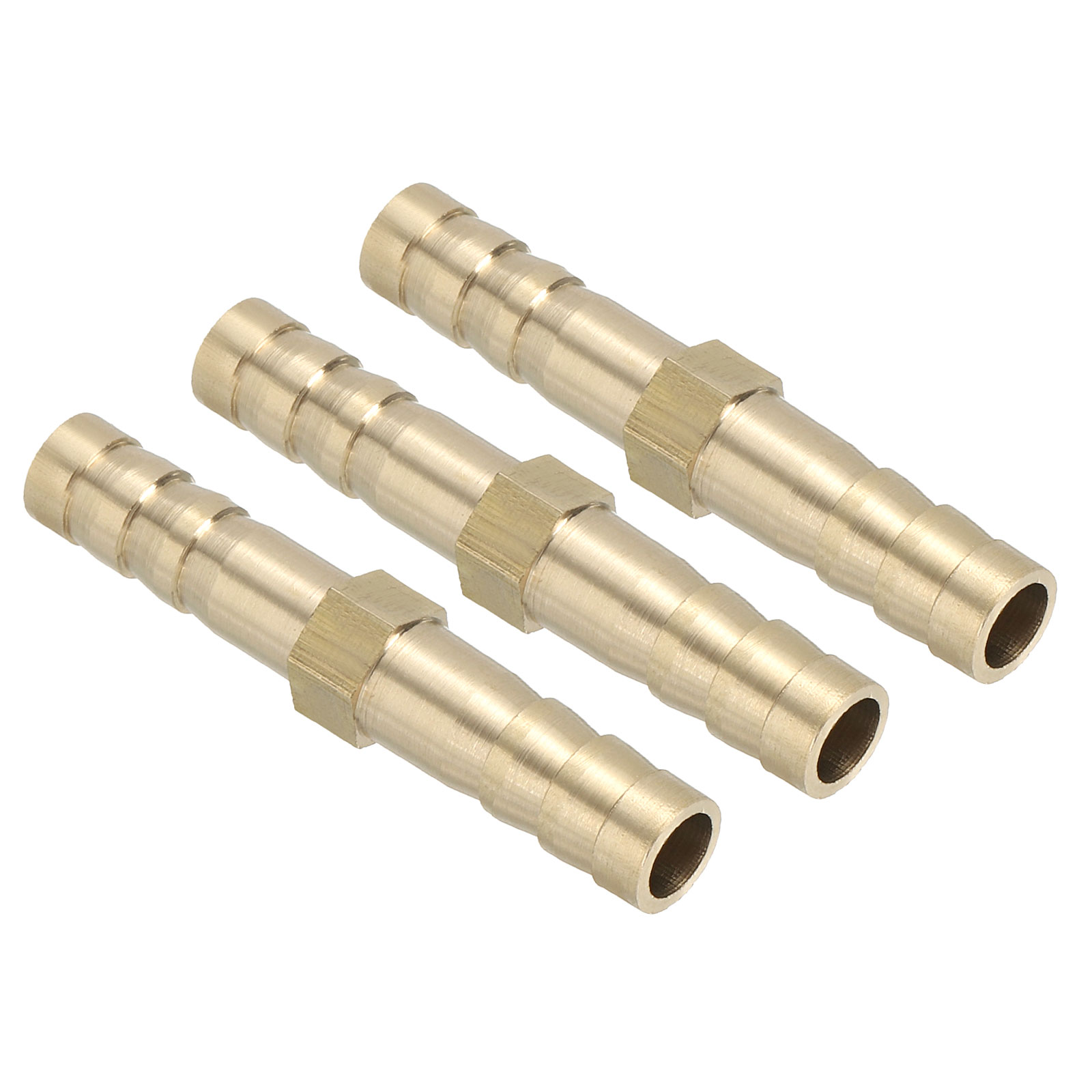 Uxcell 1/4" Brass Hose Barb Fitting, Straight Barb Union Fittings ...