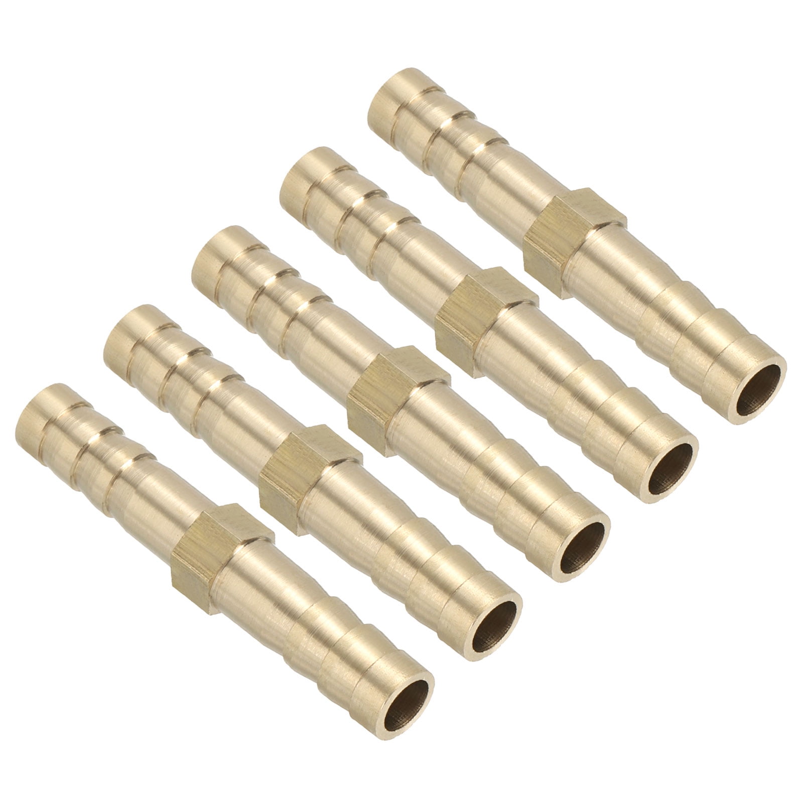 Uxcell 1/4" Brass Hose Barb Fitting, Straight Barb Union Fittings ...