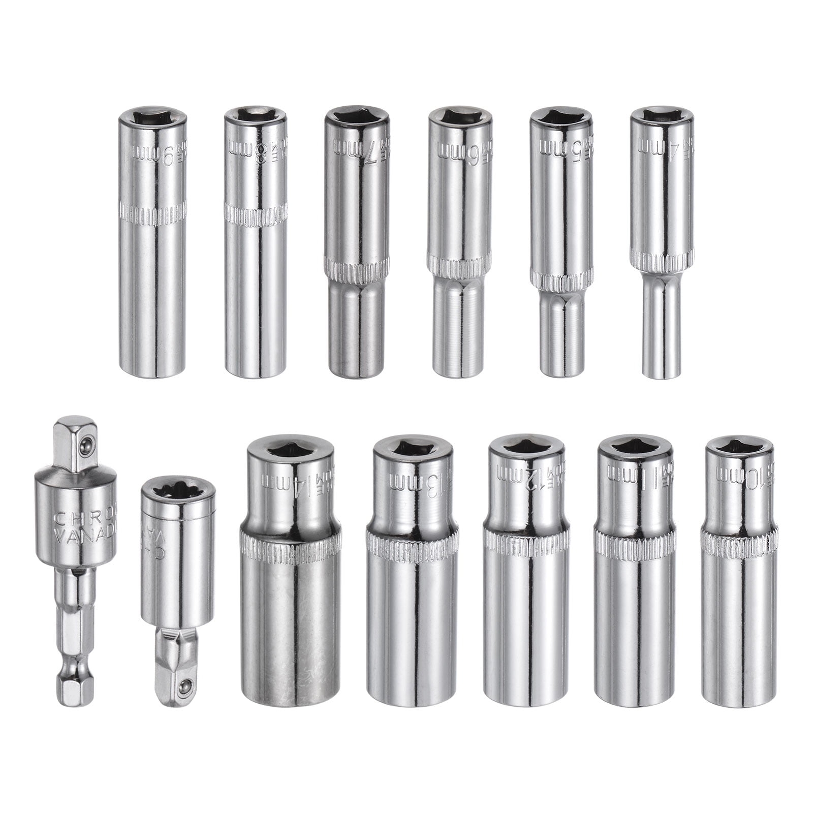 Uxcell 1/4" Drive 4-14mm Deep Socket Swivel Joints Hex Shank Impact ...